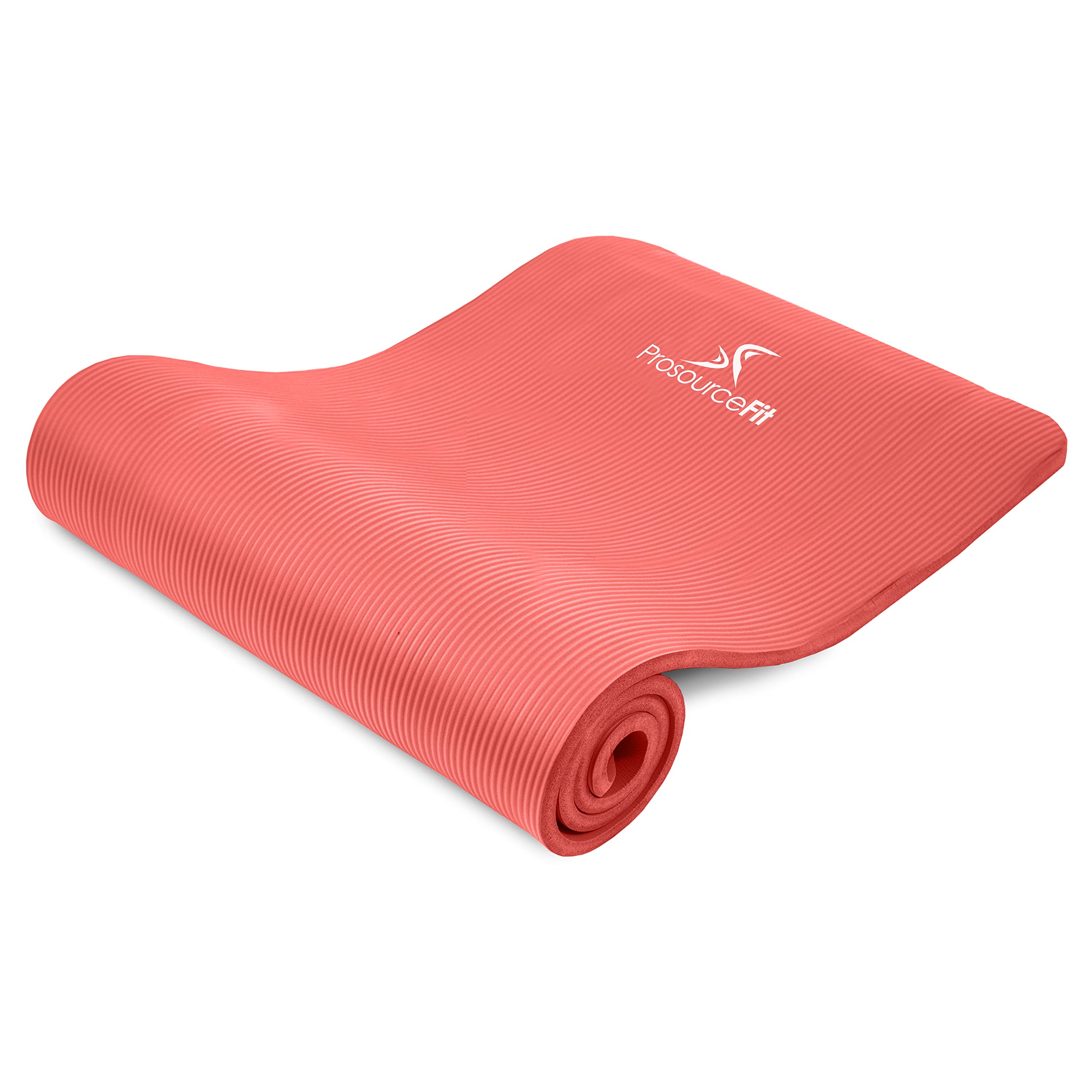ProsourceFit 1/2 in Extra Thick Yoga Pilates Exercise Mat, Padded Workout Mat for Home, Non-Sip Yoga Mat for Men and Women, Red, 71 in x 24 in