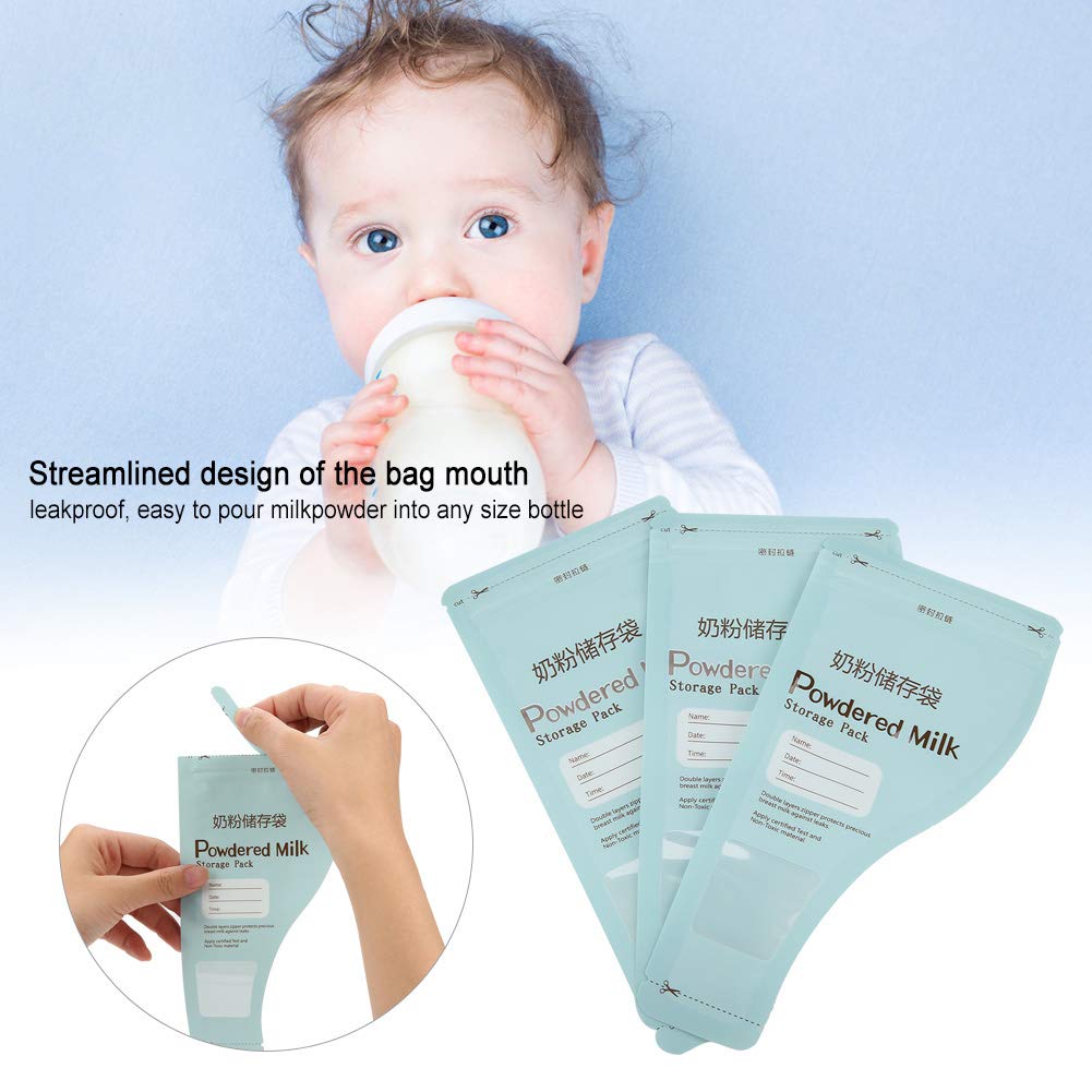 Yosoo 30Pcs Milk Powder Storage Bags, Portable Feeding Milk Powder Storage Pack Disposable Milkpowder Pouches for Travel Trip, Blue