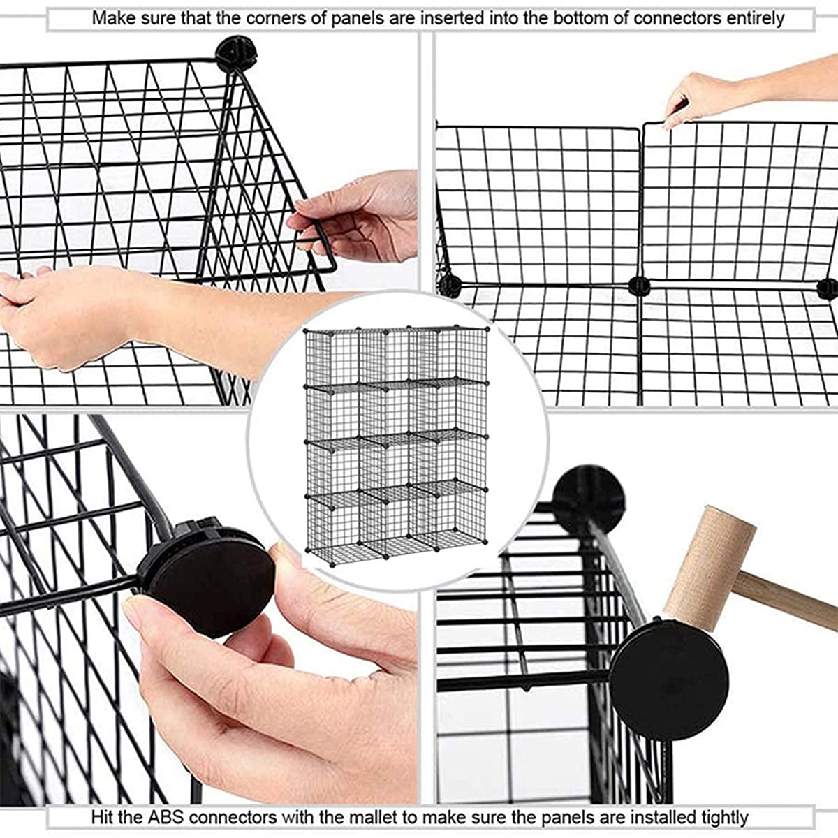 Wishwill Wire Cube Storage Organizer, 12 Cube Metal Wire Cube Shelving, Stackable Modular Storage Organizer , DIY Closet Cabinet Bookshelf Ideal for Living Room, Bedroom, Office Black