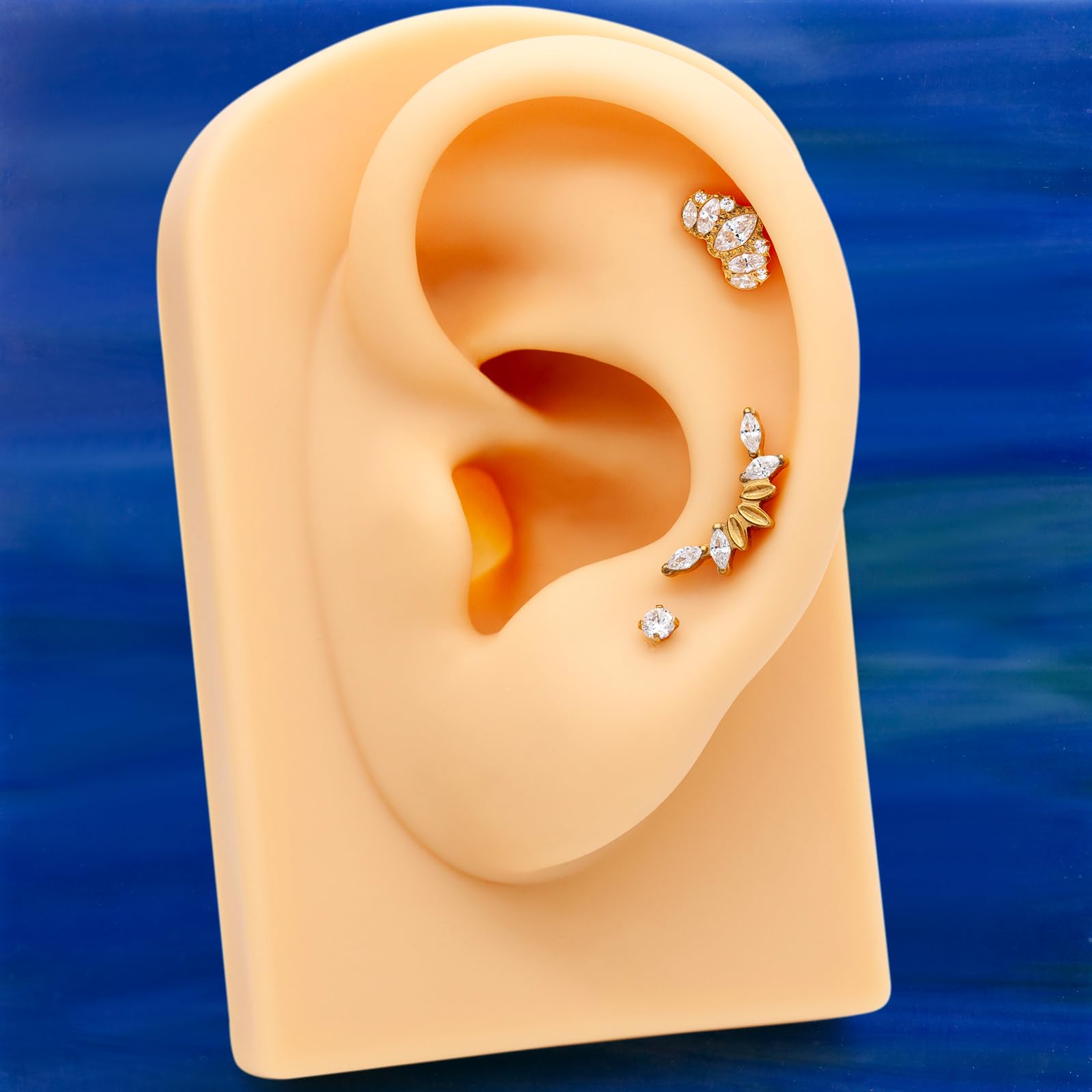 RL ROSARY LAND 925 Sterling Silver Cartilage Earring Stud for Women, Bee 16G Internally Threaded Flat Back Tragus Helix Labret Piercing Jewelry