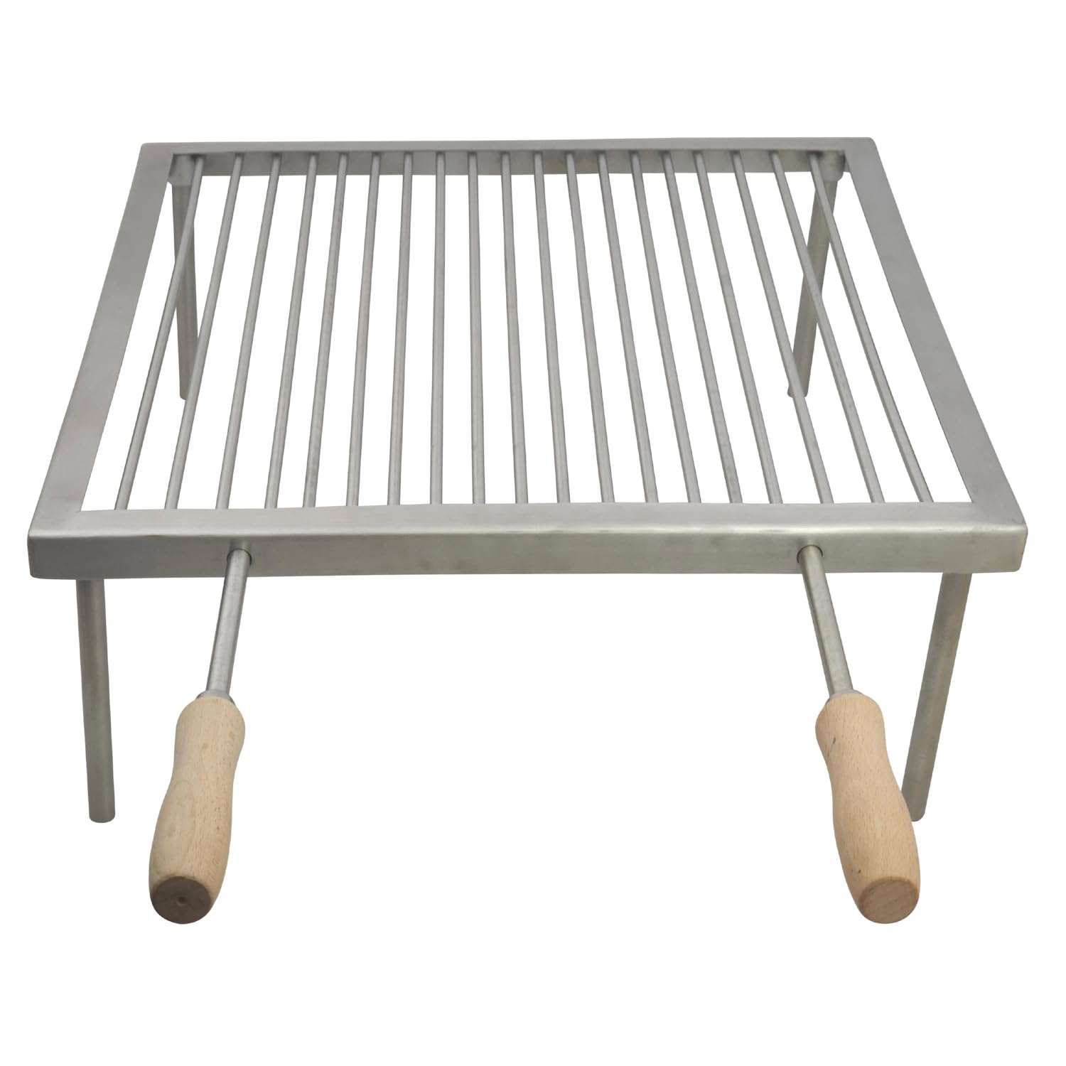 SpitJack Indoor and Outdoor Portable Camping Grill and Fireplace Gridiron. Tuscan Campfire Cooking Grate for Open Wood Fire and Charcoal Firepit. All Stainless - 300 Sq. In. Grate. Adjustable Legs.