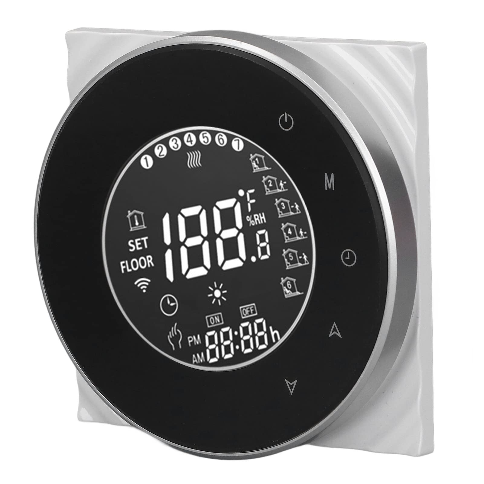 Smart Floor Heat Thermostat, WiFi Voice Phone Control LCD Touch Screen Thermostat for Electric Heating Systems 95‑240VAC