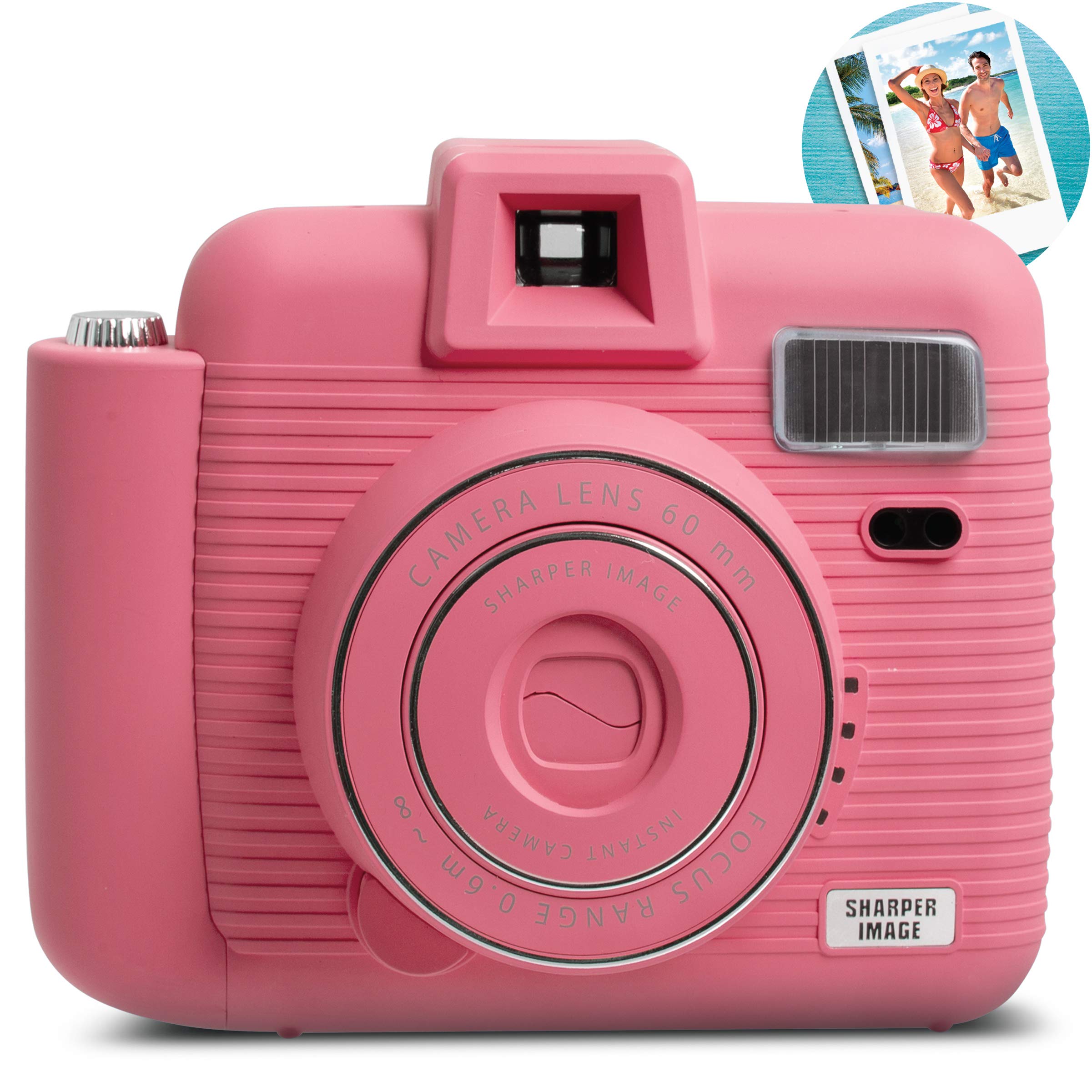 SHARPER IMAGE Instant Camera with Flash and 5 Lighting Modes, Compatible with Instant Mini Film, Prints Photos in Seconds, Capture Memories Indoors or Outdoors! β Pink