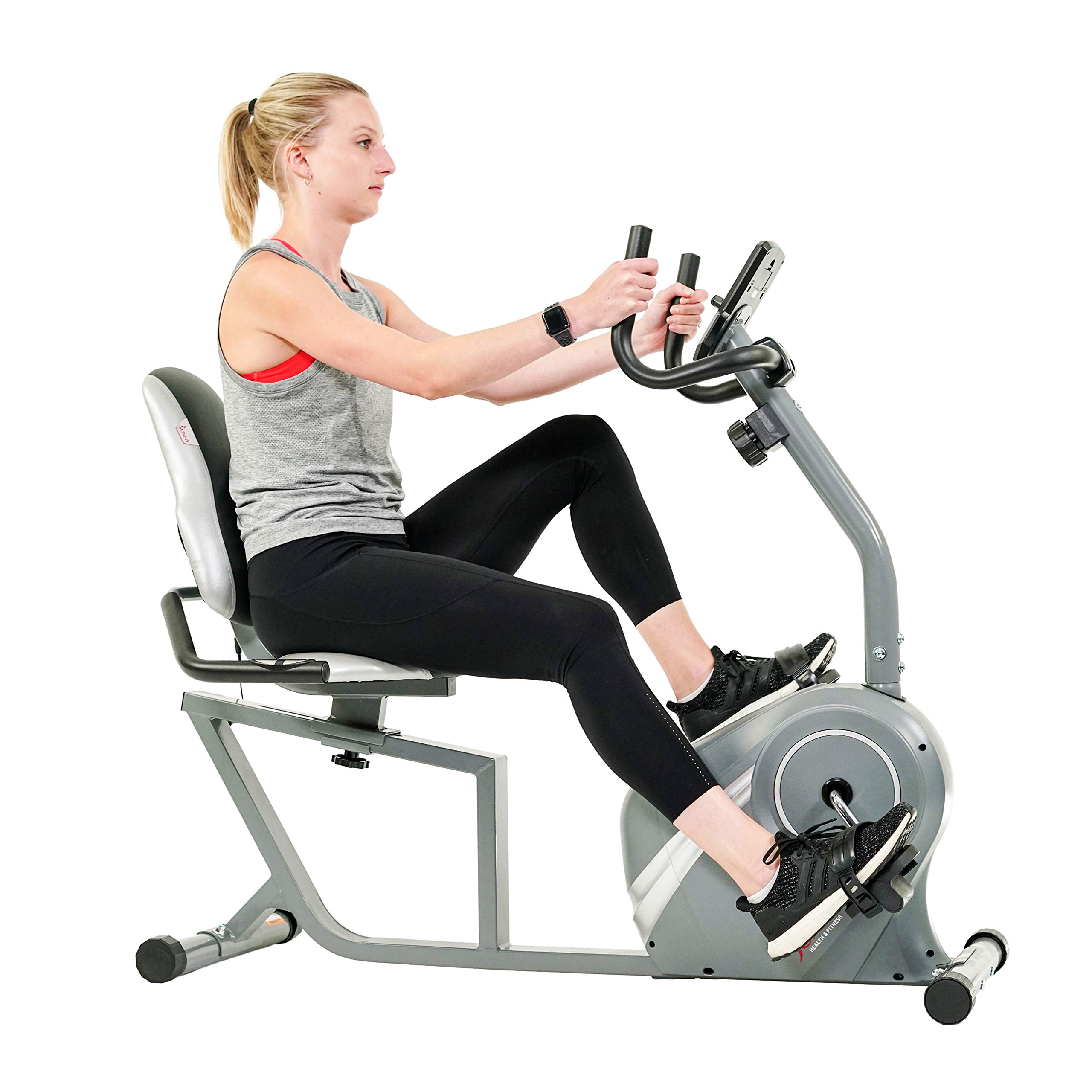 Sunny Health & Fitness Recumbent Bike - SF-RB4876, silver
