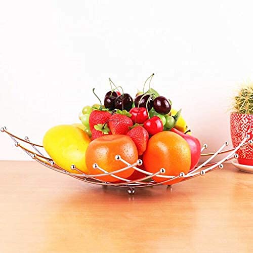 YYTONG Fruit Basket, Fashion Creative Fruit Bowl for Kitchen Counter Used as Bread Basket, Vegetable Basket, Produce Basket, Durable Steel Fruit Stand Storage & Organizer (Silver)