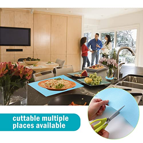 Wkae 6 rolls EVA Refrigerator Mats ,Washable Fridge Shelf Liners ,Non-Slip Can be Cut Drawers Table Kitchen Cupboard PlasticTable Placemats Non-Adhesive,59inch×17inch