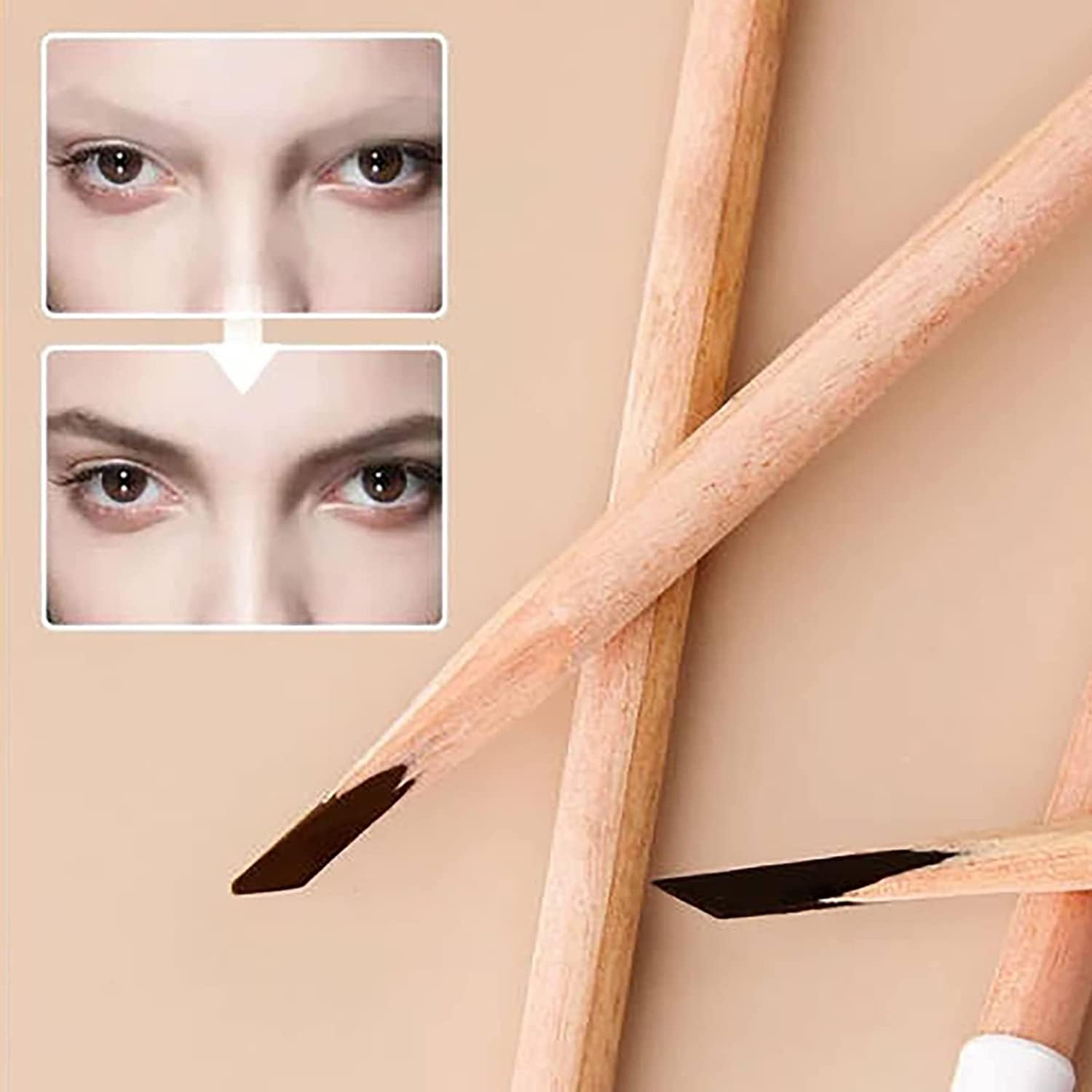 Waterproof Wooden Eyebrow Pencil, Dancroom Eyebrow Pencil, Long-lasting Water-proof Sweat-proof Wood Brow Pencil Makeup (Brown-3pcs)