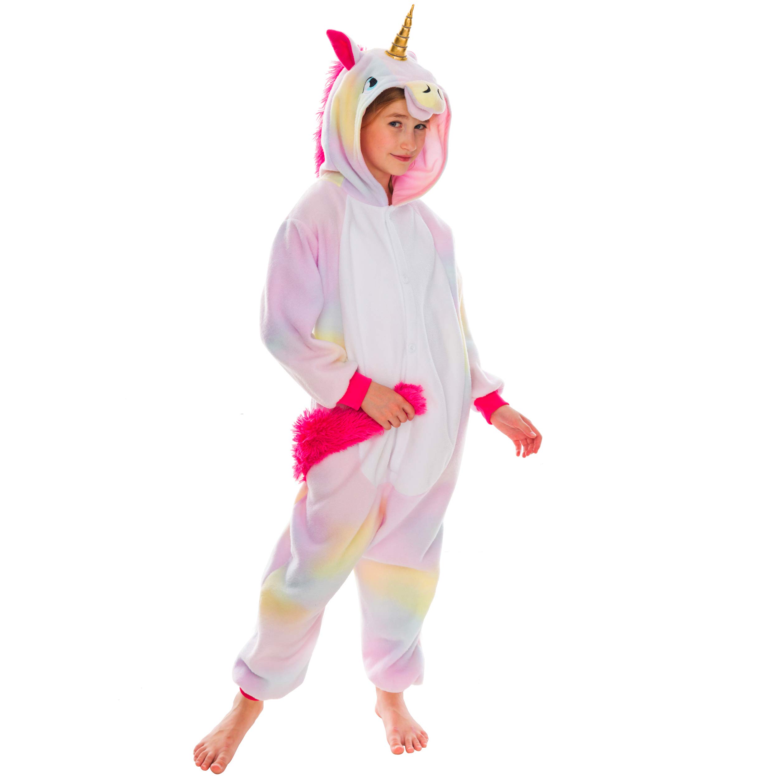 Spooktacular Creations Unisex Child Pajama Plush jumpsuit One Piece Unicorn Animal Costume (4-6 yr)