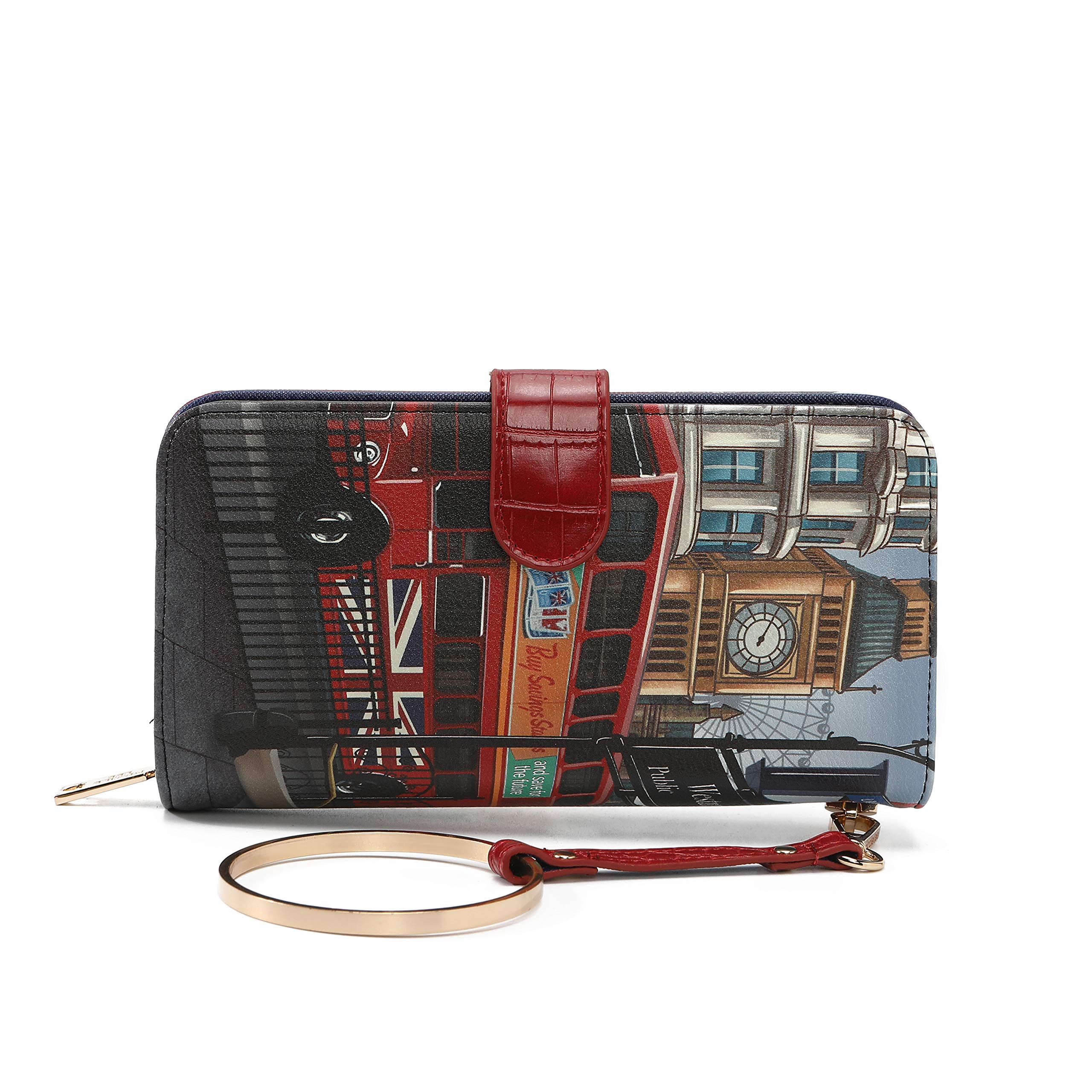PRT6700 NICOLE LEE FASHION PRINT WRISTLET WALLET w/BRACELET STRAP~WOW! IT'S LONDON