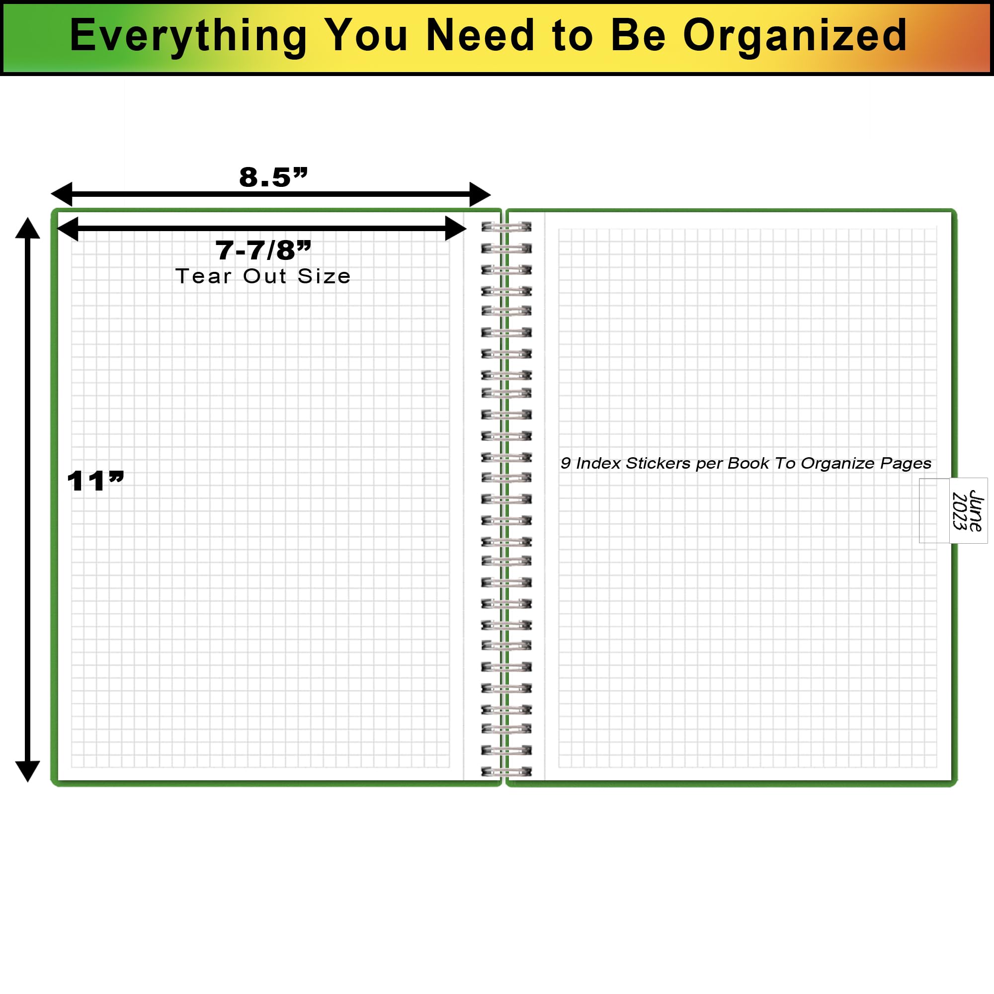 STUDIO O. A. Spiral Notebook, 8.5 x 11 Inches, 100GSM Thick Paper, 160 Pages, 4 X 4 Graph Ruled (4 sq/in)