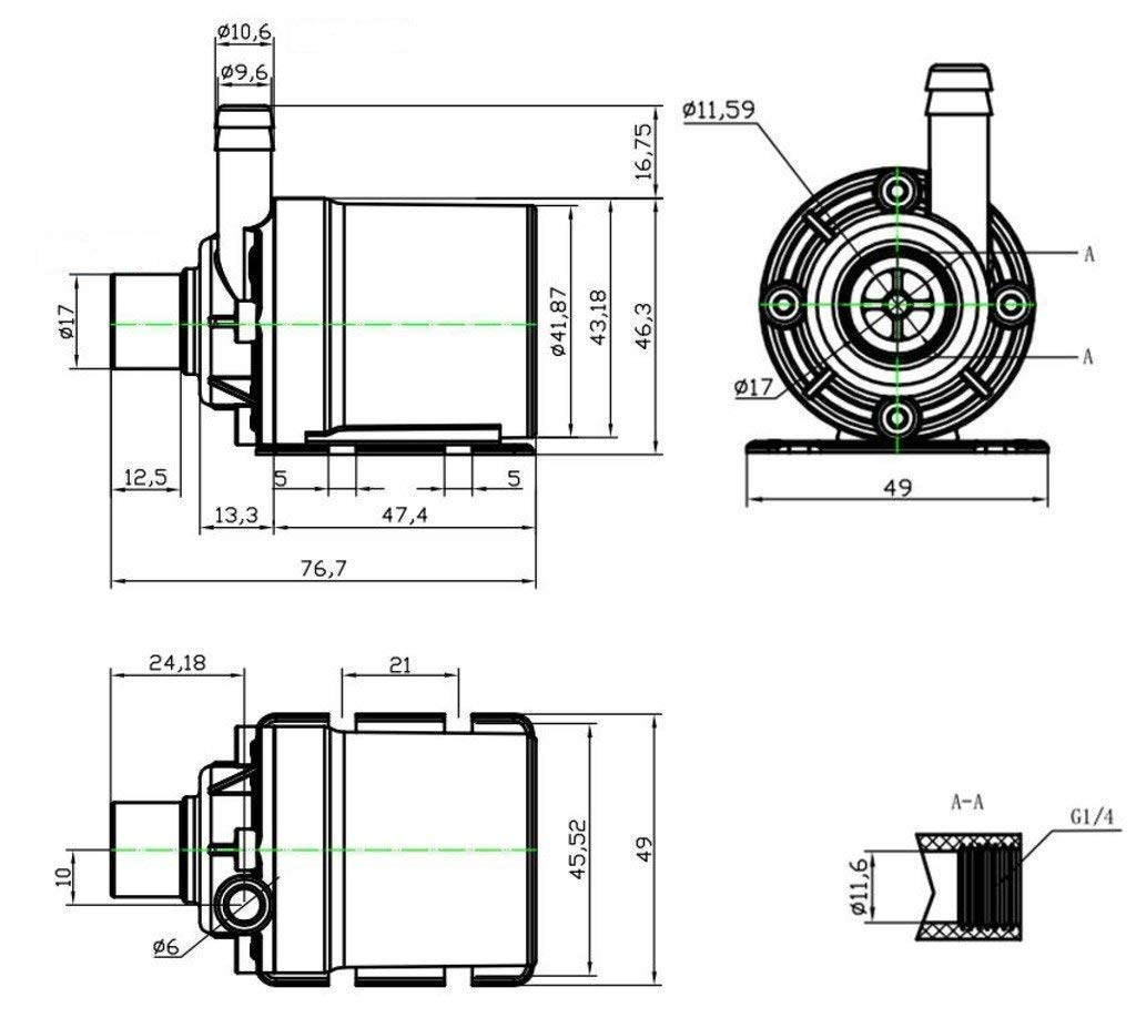 ZAOJIAO Brushless Centrifugal Submersible Water Pump 800L/H 210GPH 5M/16ft for Fountain Pool Solar Circulation System Water Circulation System (DC 12V)