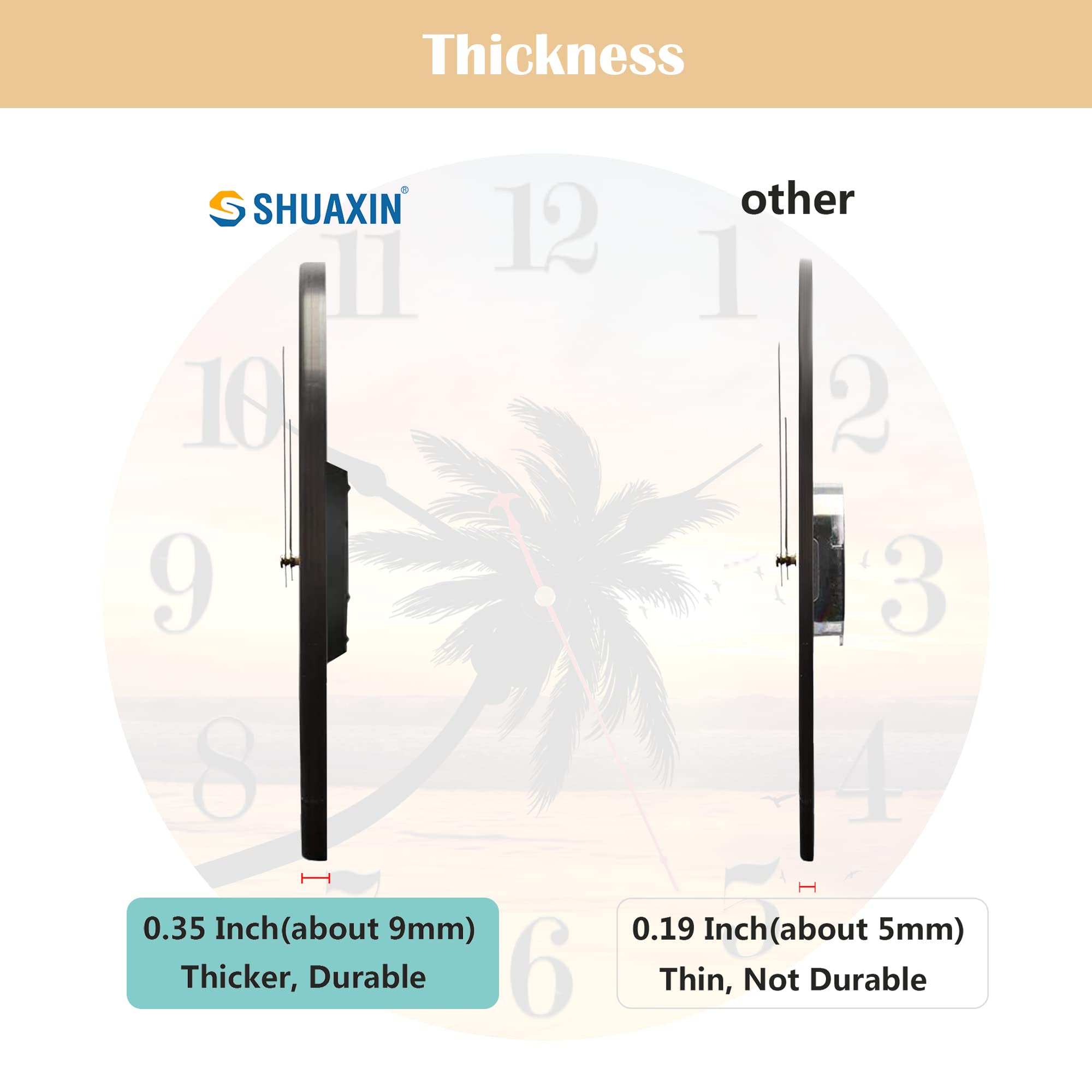 ShuaXin Home and Office Decoration Wood Wall Clock,14 Inch Ultra Big Numerals Modern Style Kitchen Wall Clock,Seascape Design Silent Quartz Wall Clock