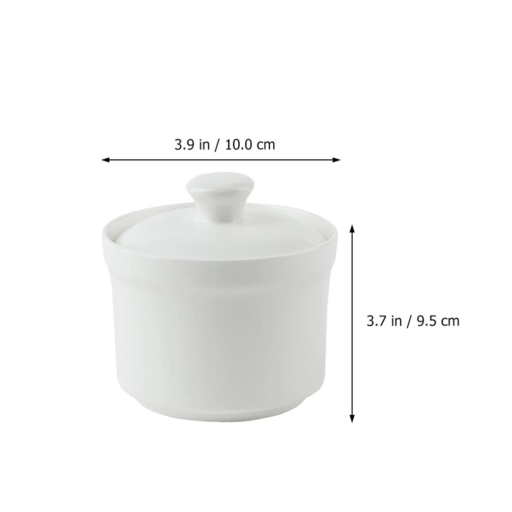 YARDWE Custard Cups Custard Cups Ceramic Stew Pot With Lid Steam Soup Bowl Small Steaming Cup for Home Kitchen Egg Custard Medicinal Birds Nest Tonic 4Inch Soup Cups with Lids Egg Custard Cups