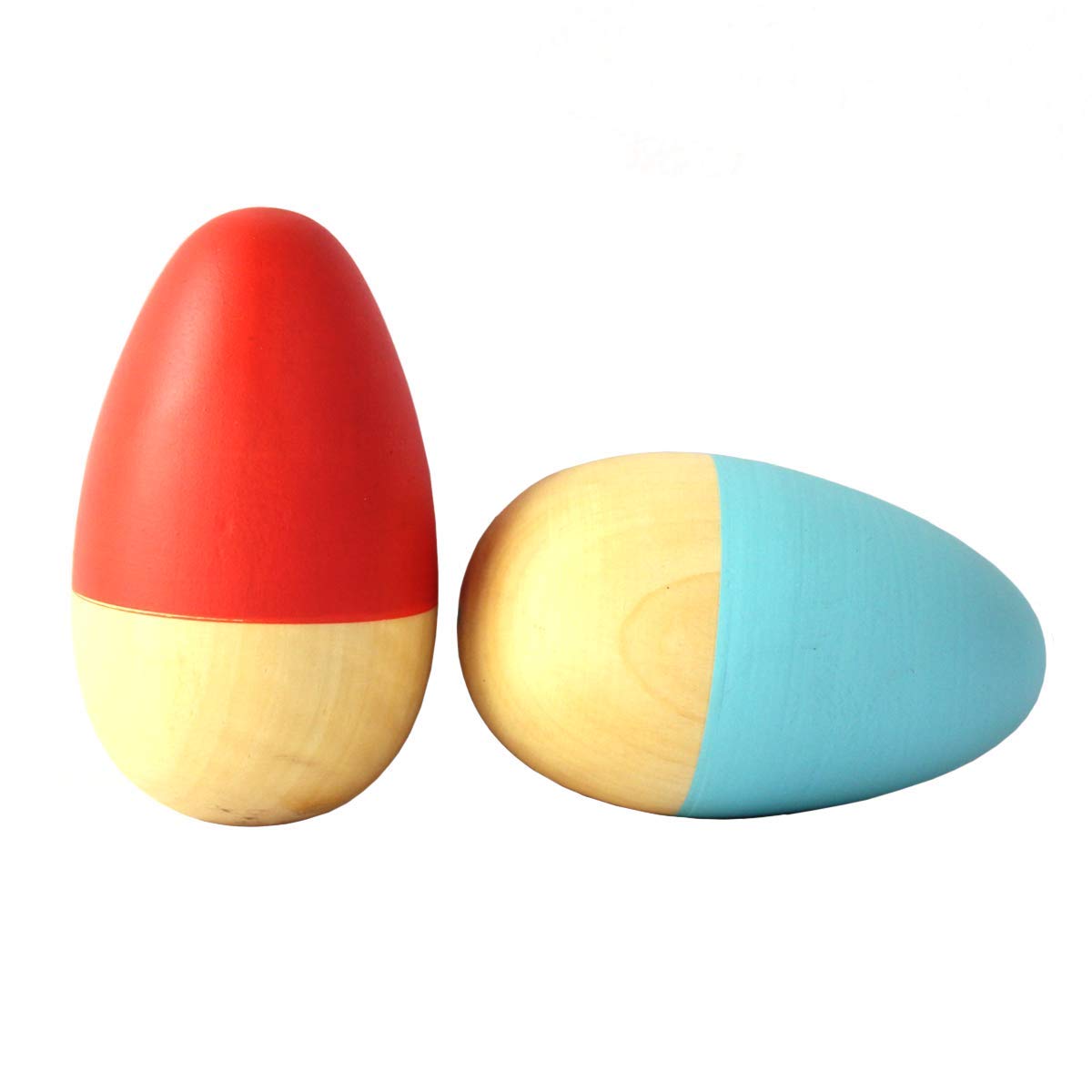 Shumee Toys - Wooden Egg Shakers for Babies (6 Months+) - Musical Rattle Montessori Toy - Set of 2 Maraca Eggs (Blue and Orange)
