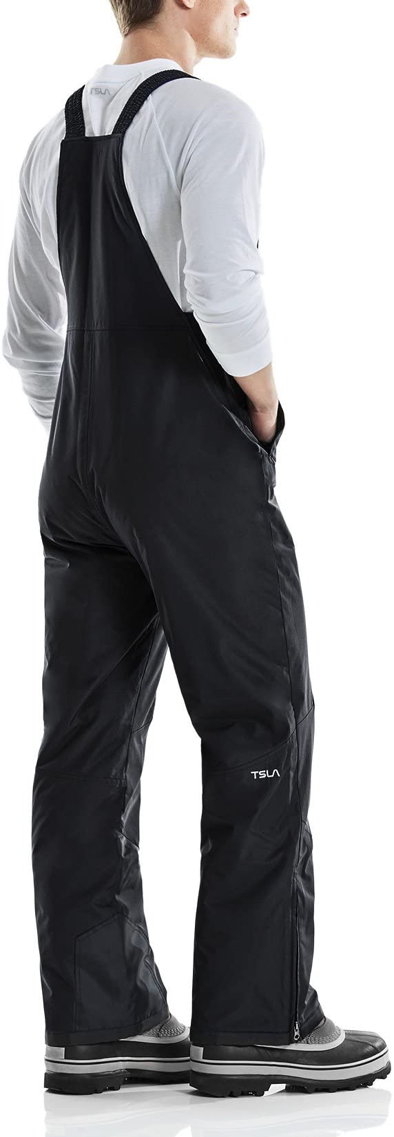 TSLA Men's Winter Snow Bibs, Waterproof Insulated Snowboard Overalls, Ripstop Windproof Ski Pants, Winter Ski Snow Overall Black, 3X-Large