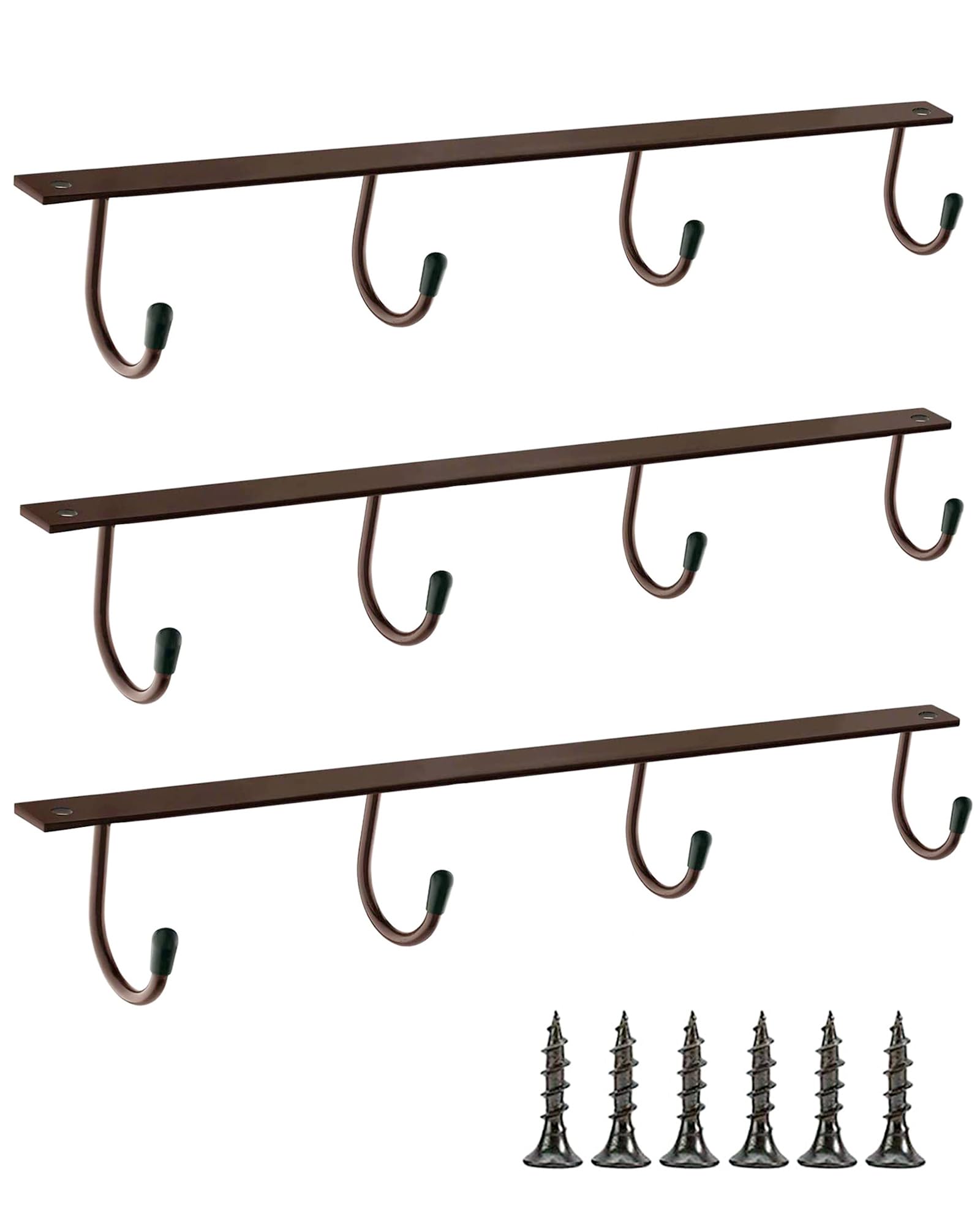 YQBOOM Mug Hanger Under Cabinet 3 Pcs Iron Mug Rack Wall Mounted Coffee Cup Hanging Rack Mug Storage Organizer for Kitchen Dining Bar Bronze