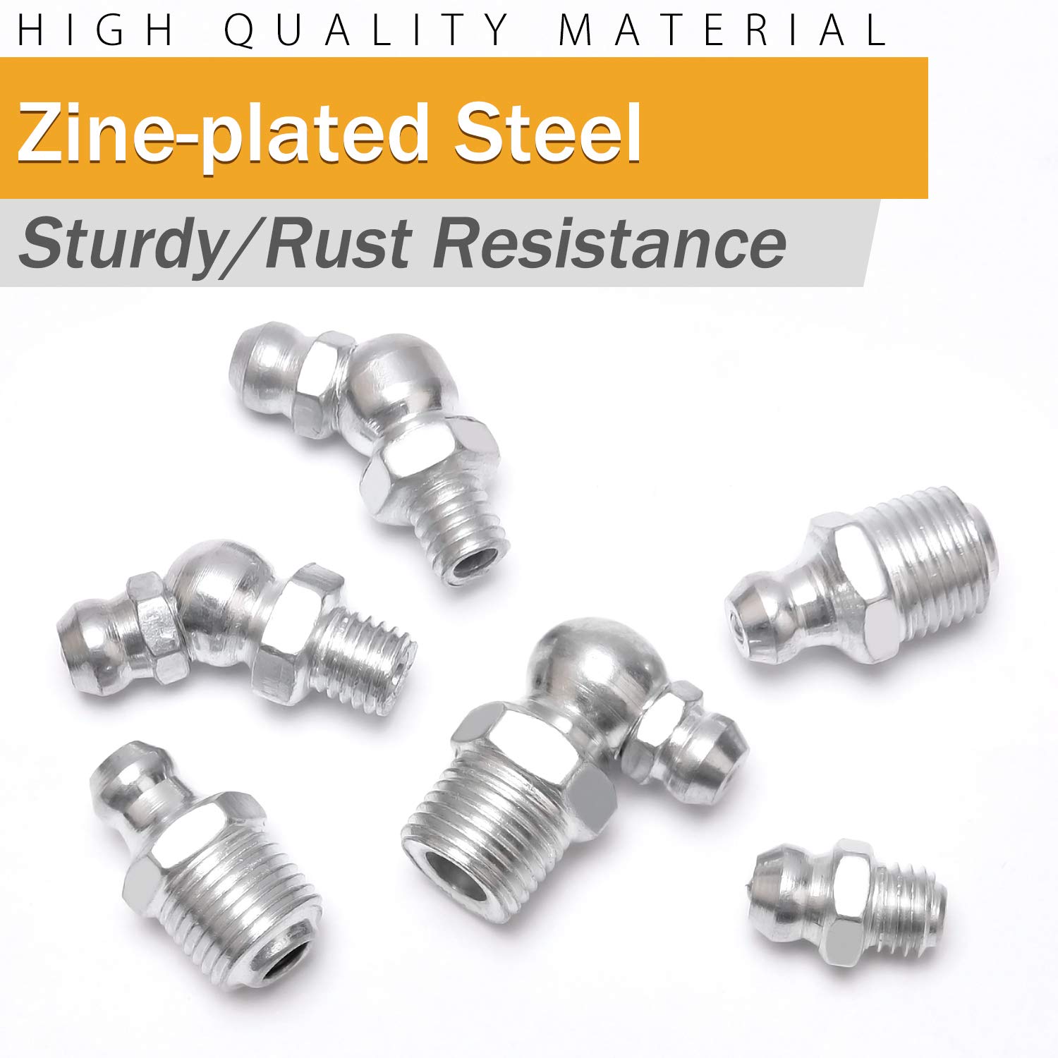 VIGRUE Grease Fittings, 245 Pieces SAE & Metric Grease Fitting Assortment Kit, Standard Grease Fittings Grease Zerks, Straight and Angled Perfect for Replacing Missing or Broken Zerk Fitting