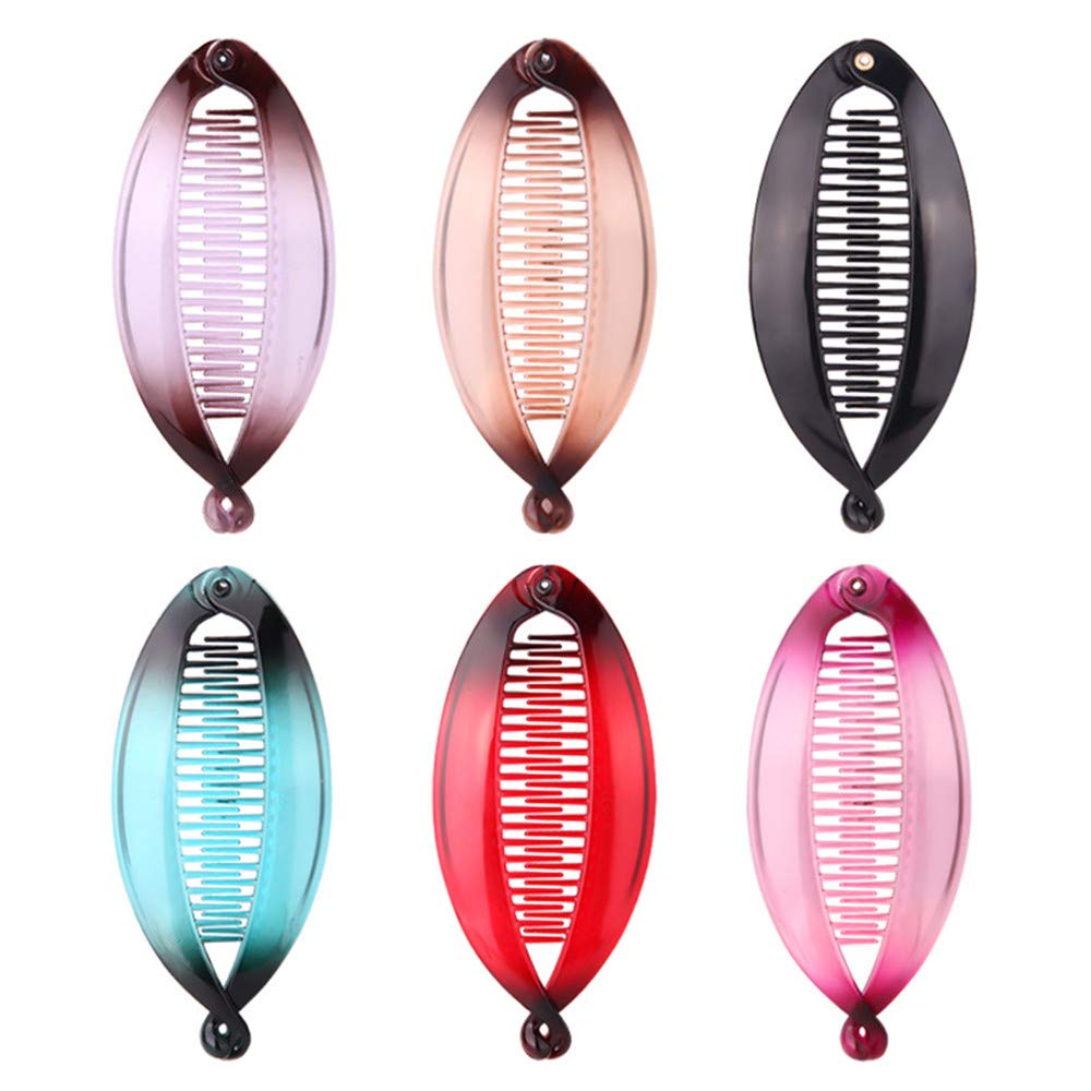 Smrroy 6 Pcs Banana Hair Clips Lady Resin Fishtail Clip Comb Headdress Fish Shape Grips Clamp Hair Accessories for Women