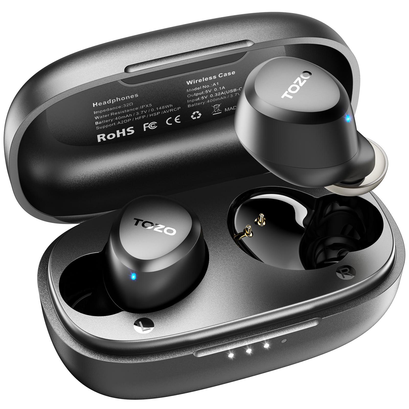 TOZO A1 Mini Wireless Earbuds Bluetooth 5.3 in Ear Light-Weight Headphones Built-in Microphone, IPX5 Waterproof, Immersive Premium Sound Long Distance Connection Headset with Charging Case, Pink