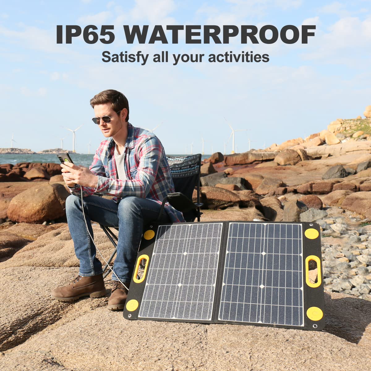 Togo Power 60W Solar Panel for Jackery Explorer 160/240/500/ROCKPALS/Flashfish/Baldr as Portable Solar Generator, Portable Foldable Solar Outputs Battery Charger for Outdoors Camping RV