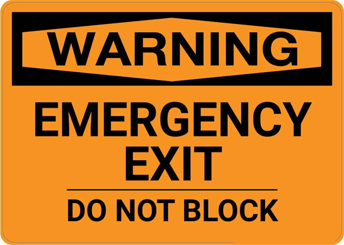VinMea Warning Metal Sign Emergency Exit Do Not Block Landscape 8"x12"