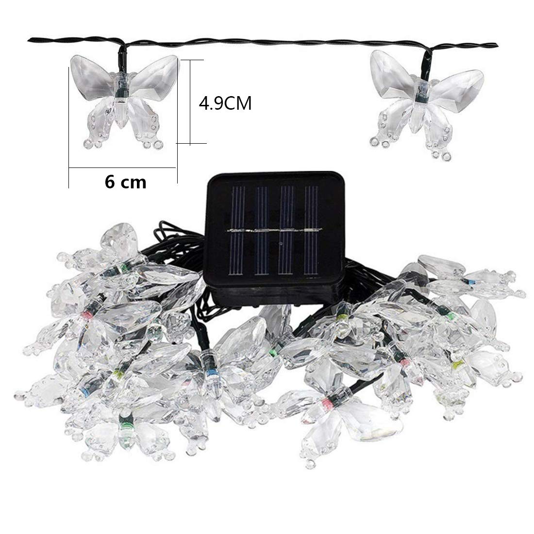 WONFAST Solar Butterfly String Lights, Waterproof 23FT 50LED Butterfly Solar Powered Fairy String Lights 8 Mode for Outdoor Indoor Garden Home Wedding Party Christmas Lighting Decorations (Purple)