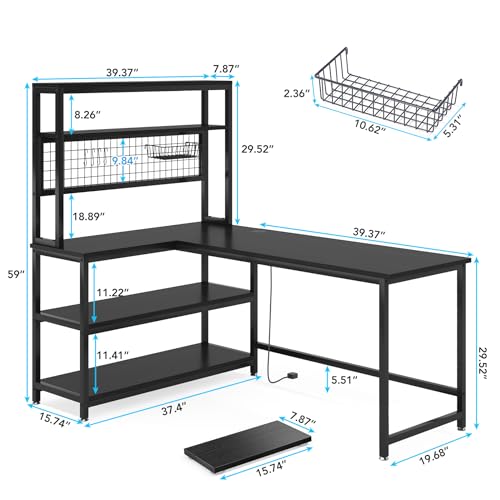 Tribesigns 67" Large Computer Desk with 9 Storage Shelves, Office Desk Study Table Writing Desk Workstation with Hutch Bookshelf for Home Office (Oak)