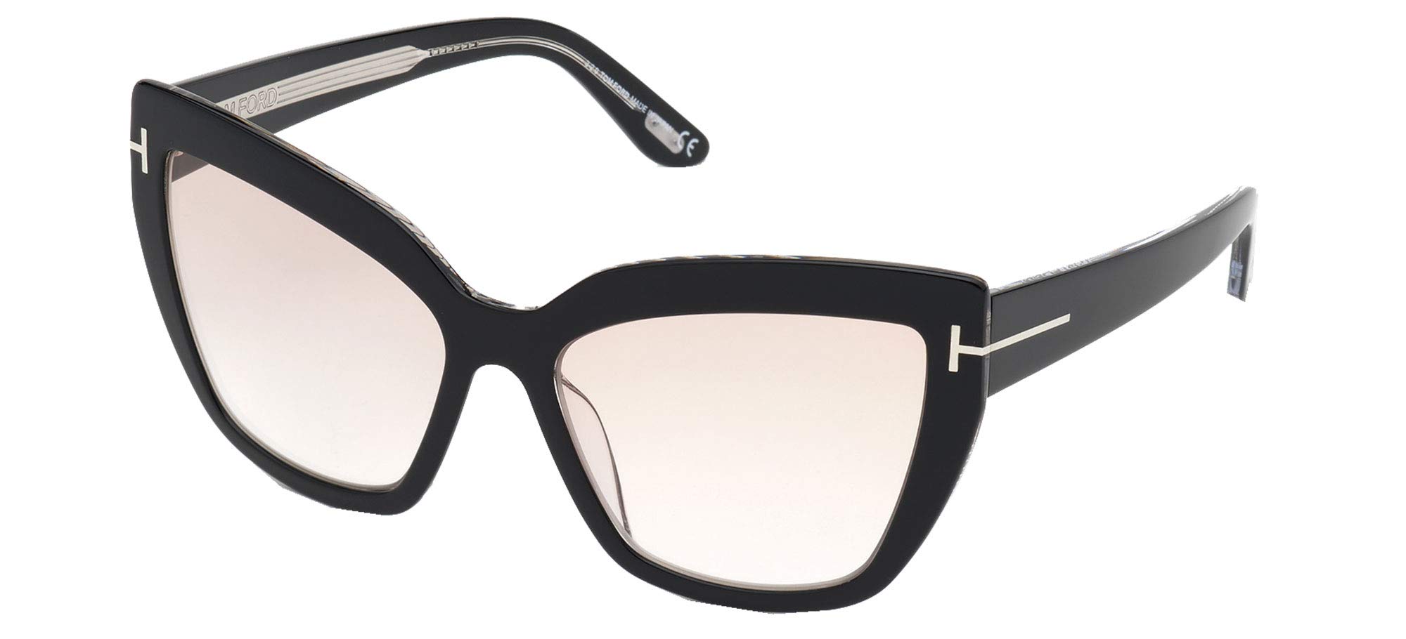 Tom Ford - FT0745 Shiny Black/Violet Mirror Cat Eye Women Sunglasses - 140mm