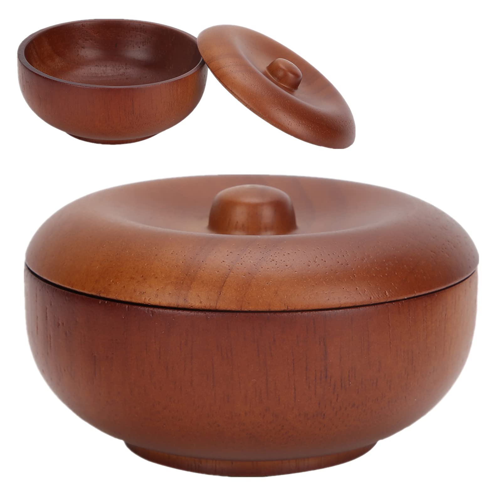Wooden Shaving Brush Bowl with Lid for Shaving Soap & Cream, Men's Large Deep Size Bowl Pottery Cup for Manual Shaving