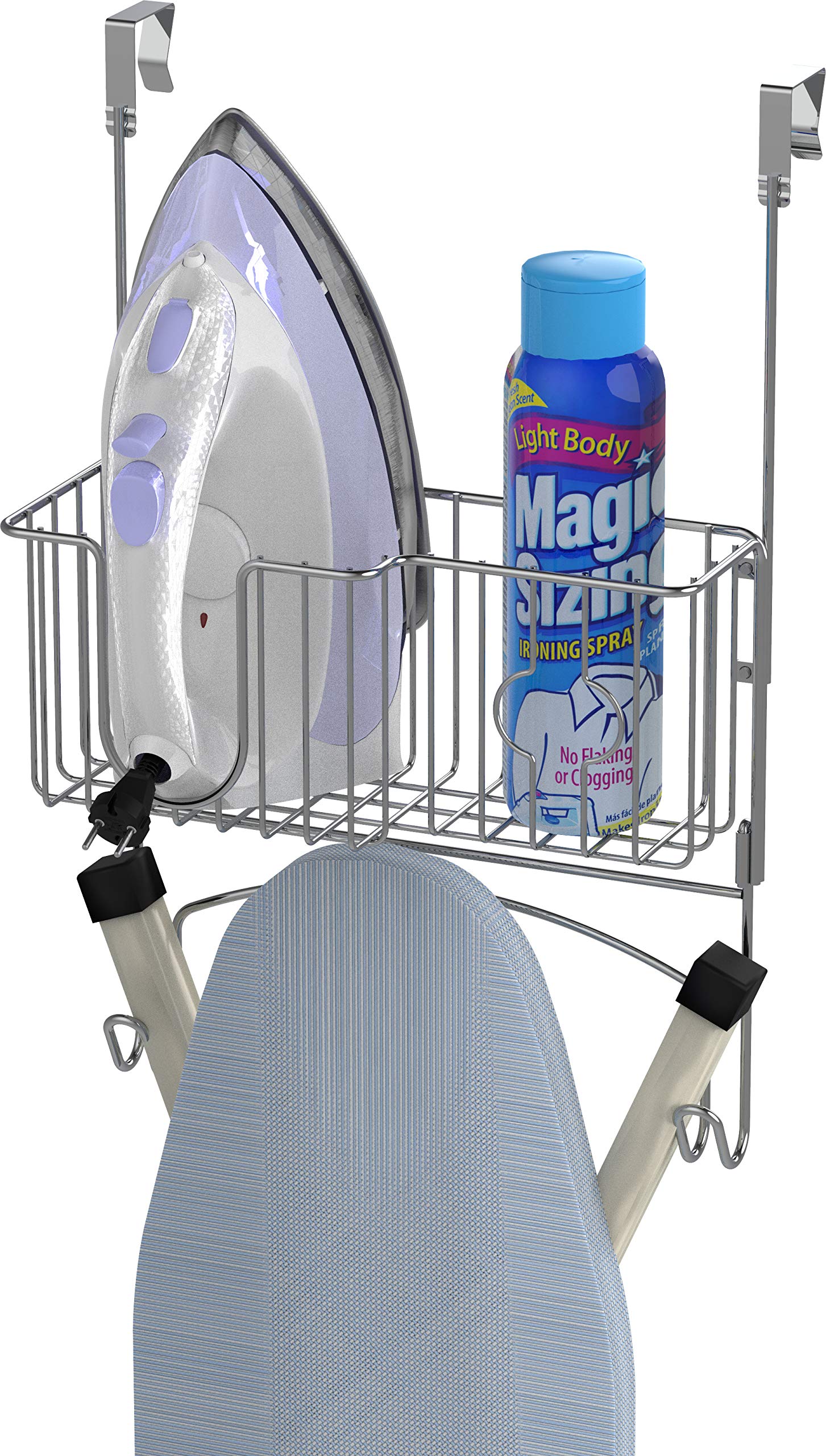 Simple Houseware Over-The-Door/Wall-Mount Ironing Board Holder, Chrome