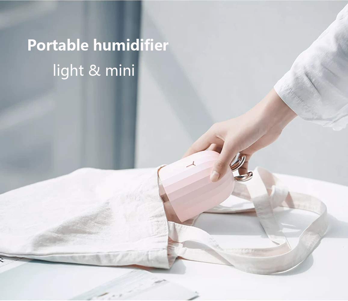 UODBUYO Mini Portable Desk Humidifier - Cute Rabbit USB Cool Mist Air Humidifier with Night Light for Bedroom Office Desktop Car Travel