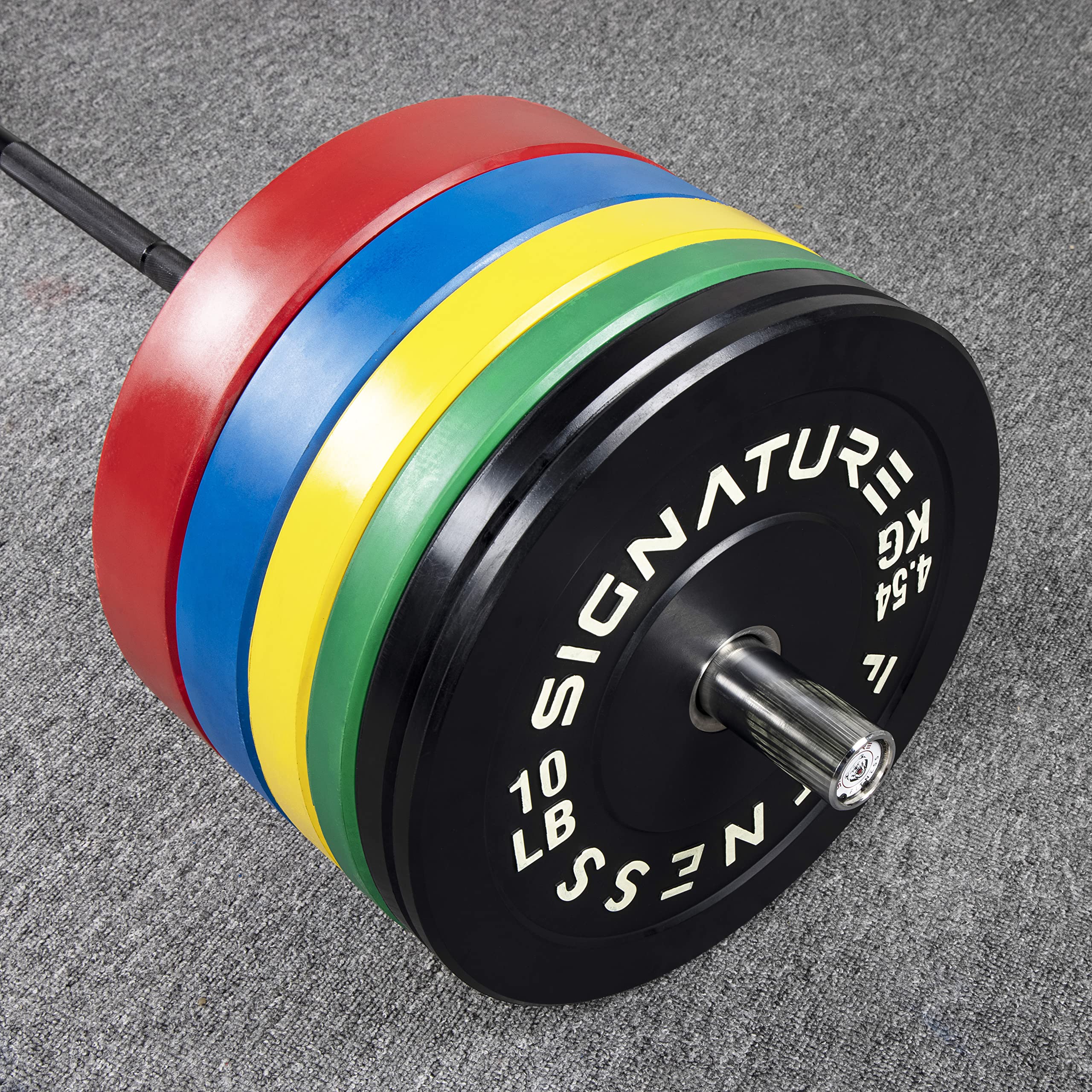 Signature Fitness 2" Olympic Bumper Plate Weight Plates with Steel Hub, 25LB Single, Colored