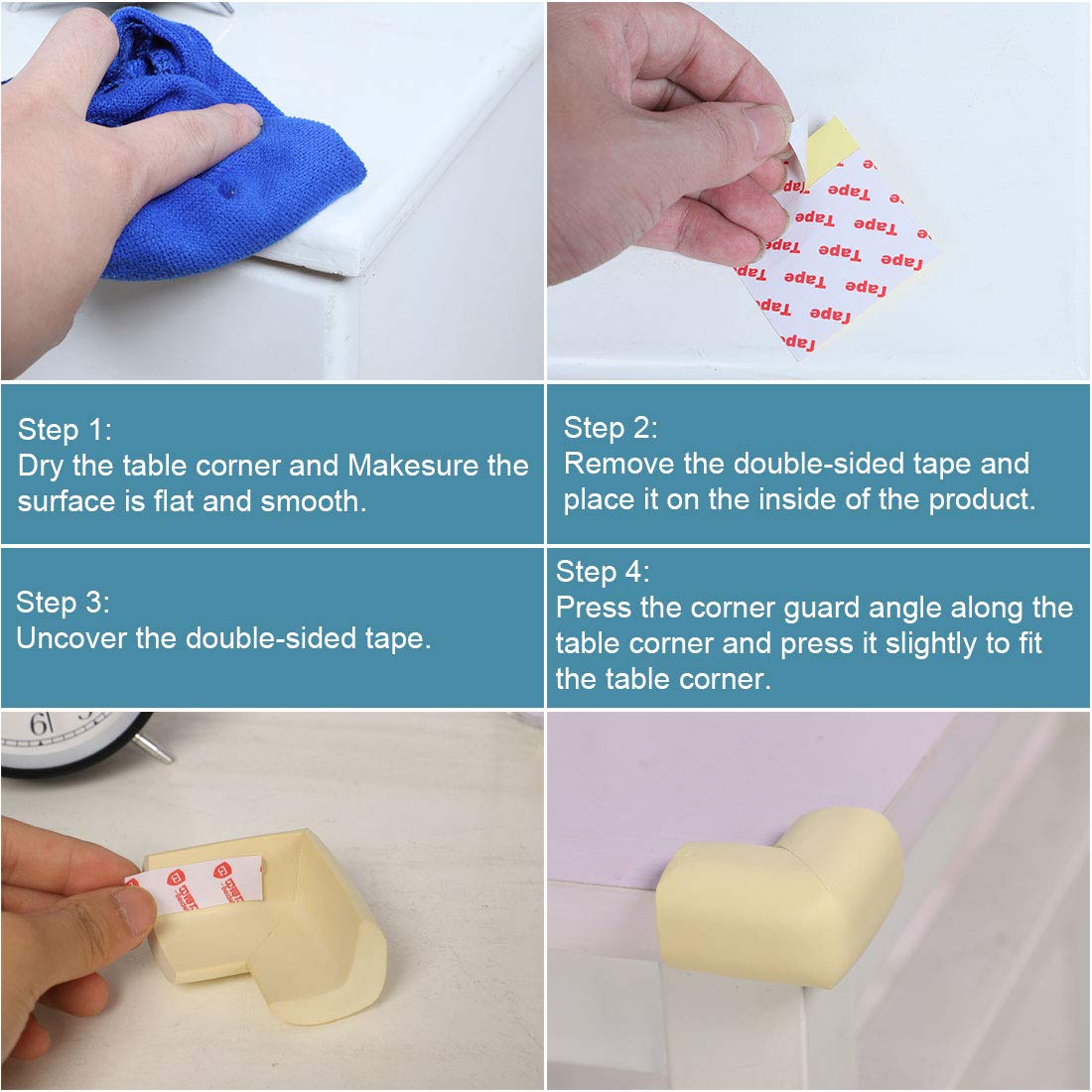 uxcell Foam Furniture Desks Table Edge Cover Pads Protectors Corner Cushions Bumpers Guards Beige