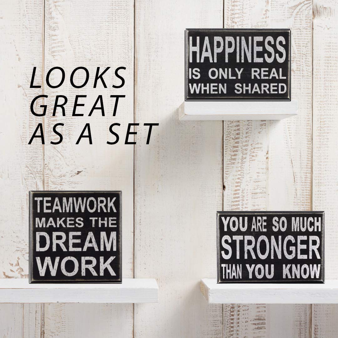 Teamwork Makes The Dream Work 5"x5" Cute Inspirational Wooden Box Sign with Sayings Unique Gift for Home Or Office