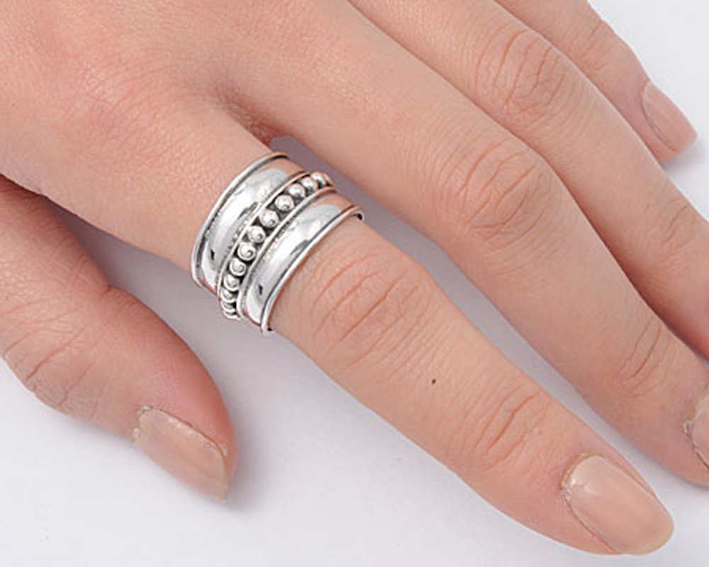 Sterling Silver Women's Wide Bali Fashion Ring Polished 925 Band 12mm Size 10