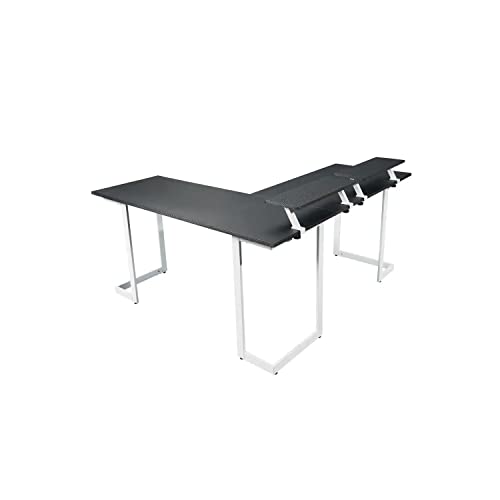 Techni Sport Warrior L-Shaped Gaming Desk with MDF Panel, Computer Desk with Scratch Rust Resistance Steel Frame, White