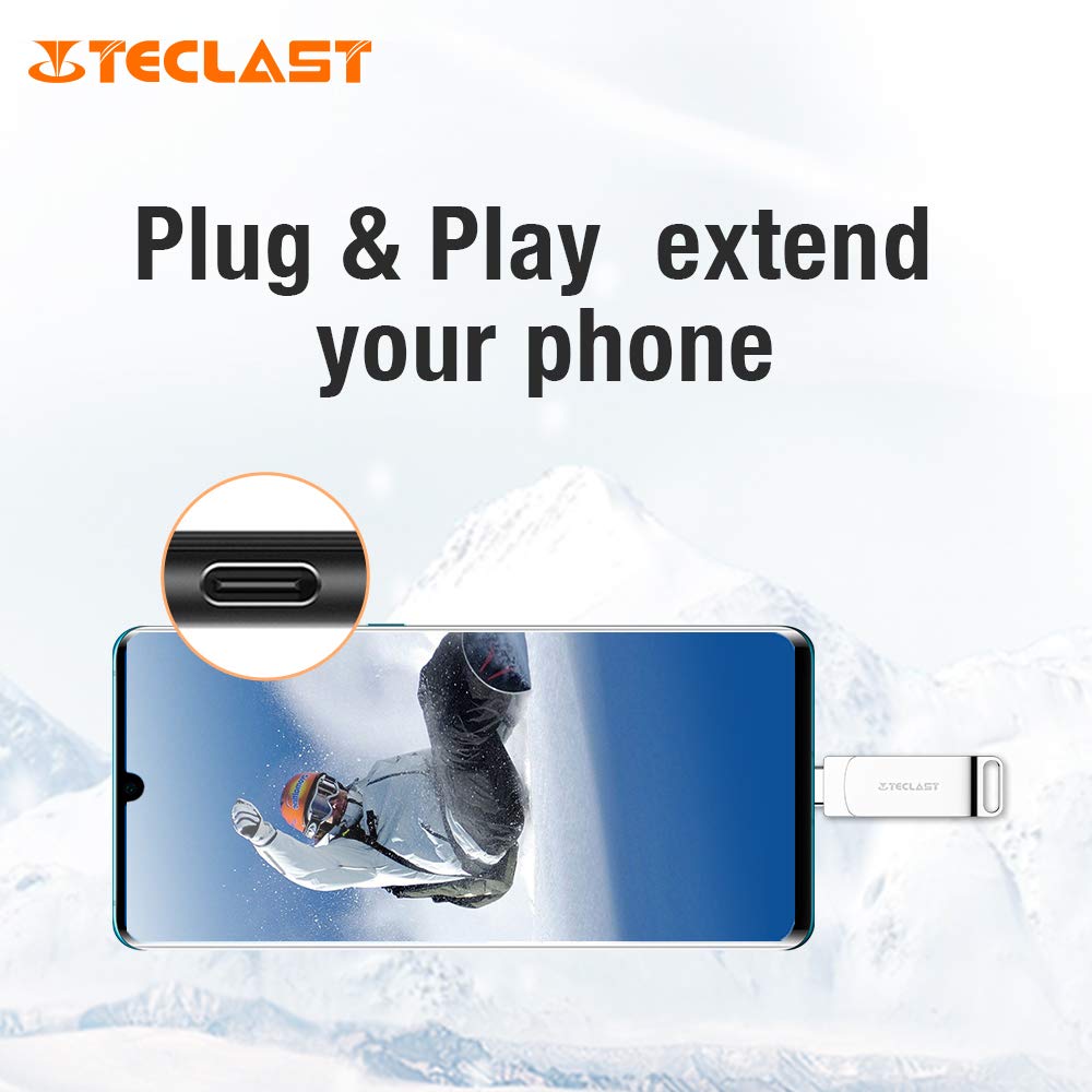 TECLAST 64GB Type-C USB3.0 Flash Drive Thin Metal U-Disk High Speed Rotated Design