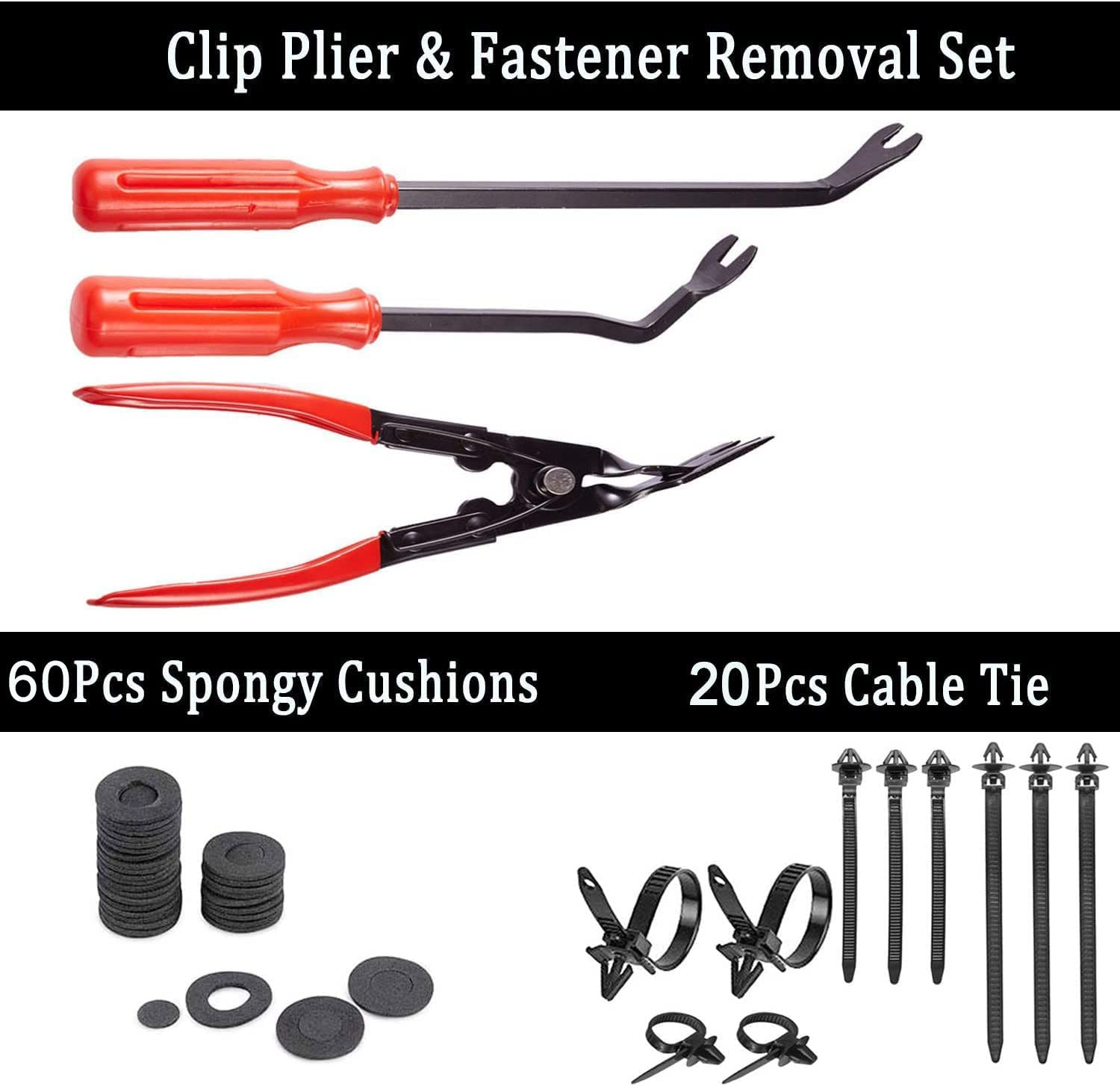 Uolor 268 Pcs Trim Removal Tool Kit, Car Pry Tool Kit Door Panel/Radio/Stereo/Terminal Removal Tool Set, Auto Clip Pliers Fastener Remover Panel Removal Tool Kit, Pry Tool Set with Storage Bag