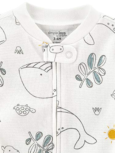 Simple Joys by Carter's Baby 2-Way Zip Thermal Footed Sleep and Play, Pack of 2, Animal/Sun, 6-9 Months