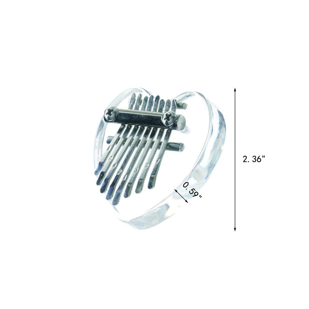 Yahpetes Thumb Piano Mini Kalimba 8 key Crystal Thumb Piano Heart Shape Transparent Finger Piano Marimba Musical Good Accessory Pendant Gift for Beginner(8 Keys Thumb Piano)