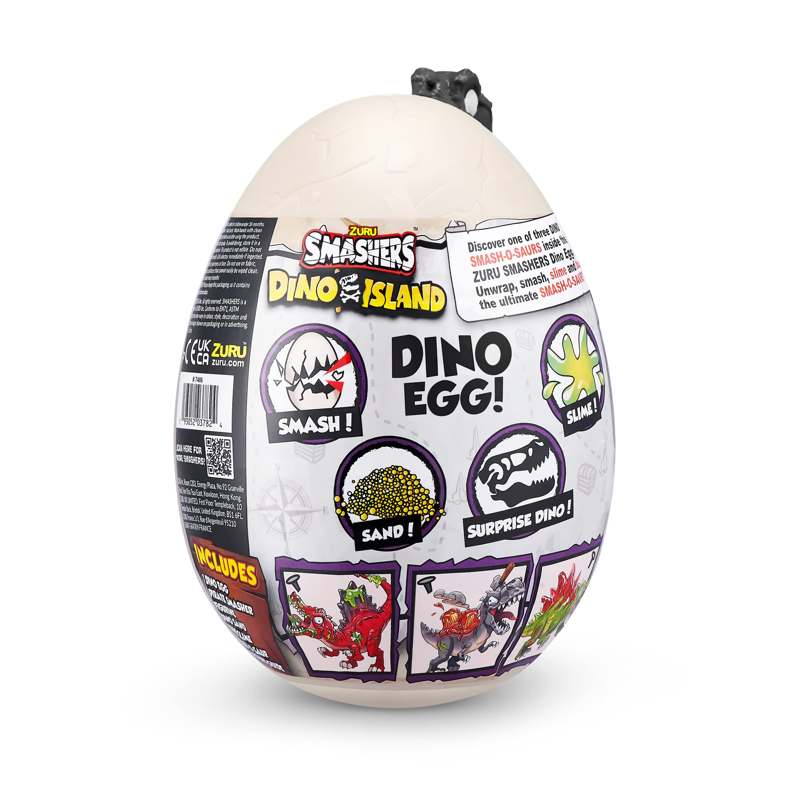 Smashers Dino Island Mini Egg T-Rex by ZURU Prehistoric Discovery Toy with 10 Surprises, Dinosaur Toys, Slime, Sand and More Age 5+