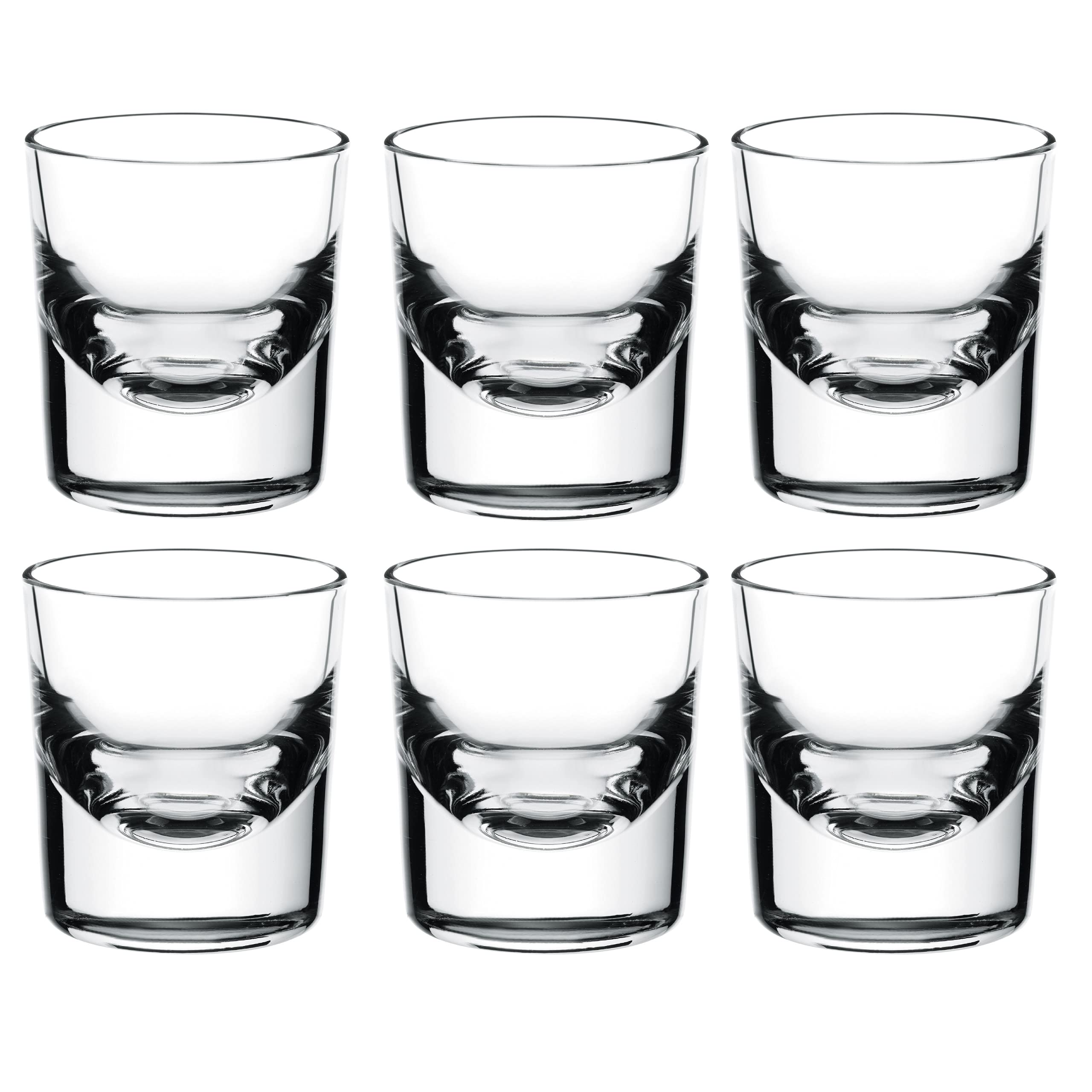 Zanzer Heavy Base large Whiskey Clear Shot glass 4.5 Ounce 6 Pack