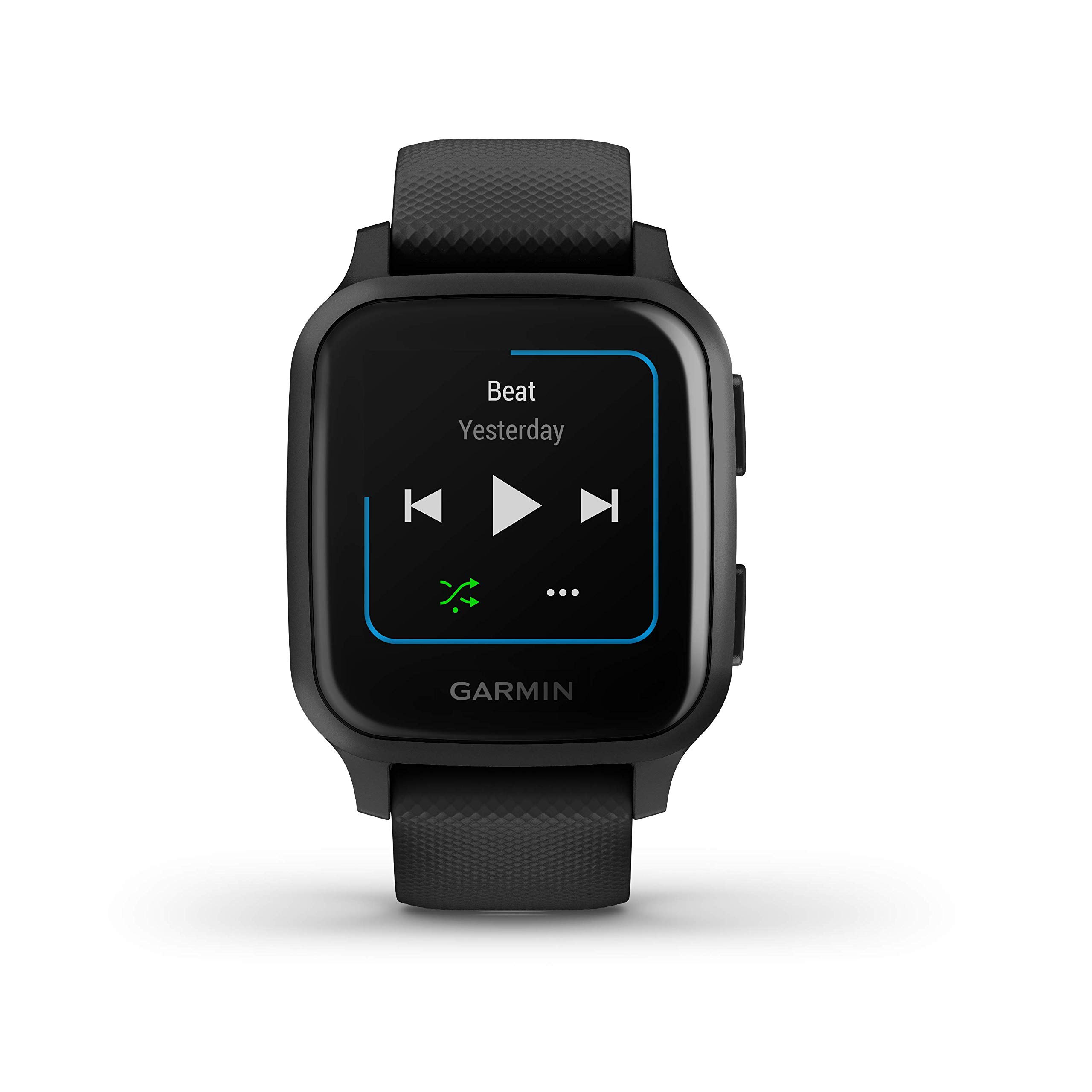 Wearable4U Garmin Venu Sq Music GPS Best Multisport Fitness Smartwatch Black/Slate Black Earbuds with Charging E-Bank Case Bundle