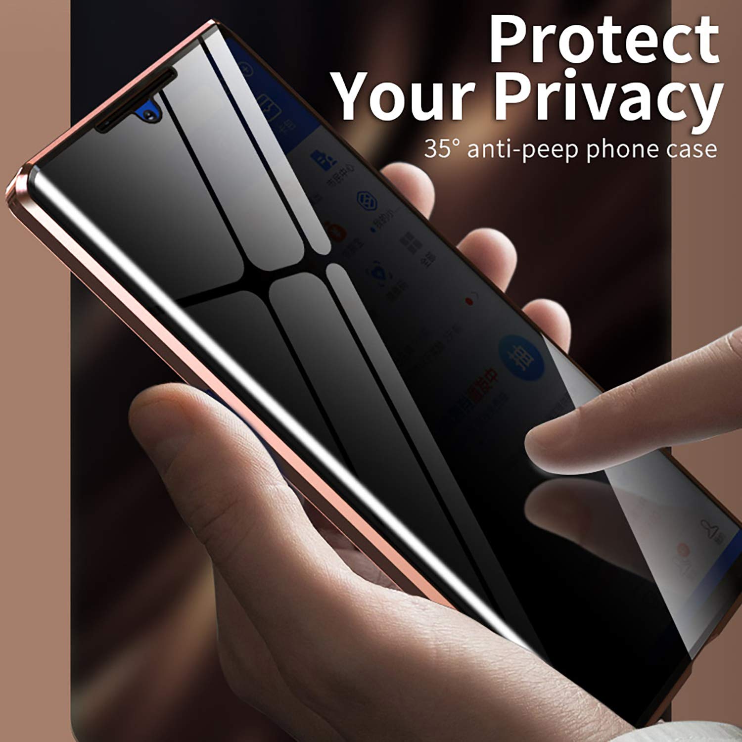Woskko Anti-peep Case Compatible Galaxy Note20 Ultra Magnetic case, Magnetic Adsorption Double-Sided Privacy Screen Protector Case Cover for Samsung Galaxy Note20 Ultra 6.9 inch 5G 2020 (Bronze Gold)