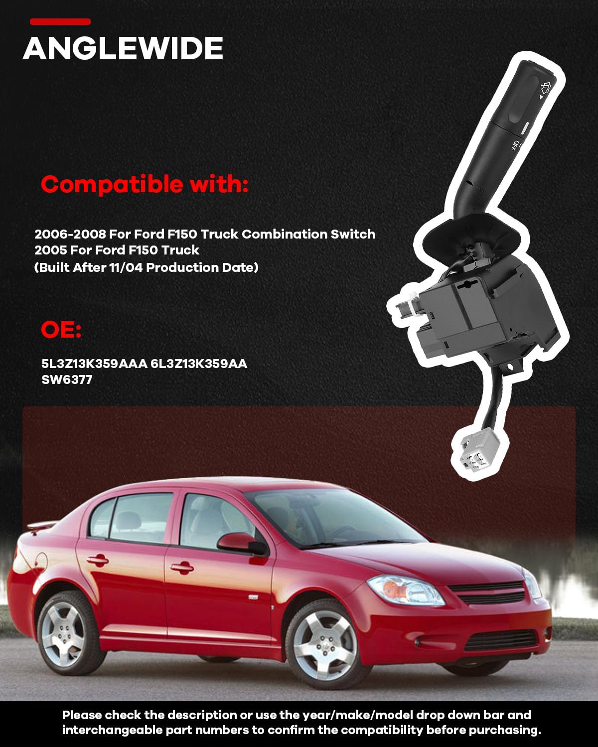 Turn Signal Switch Multi-Function Combination Switch Replacement Parts 2006-08 for Ford F150 Truck Combination Switch 2005 for Ford F150 Truck (Built After 11/04 Production 6L3Z13K359AA)