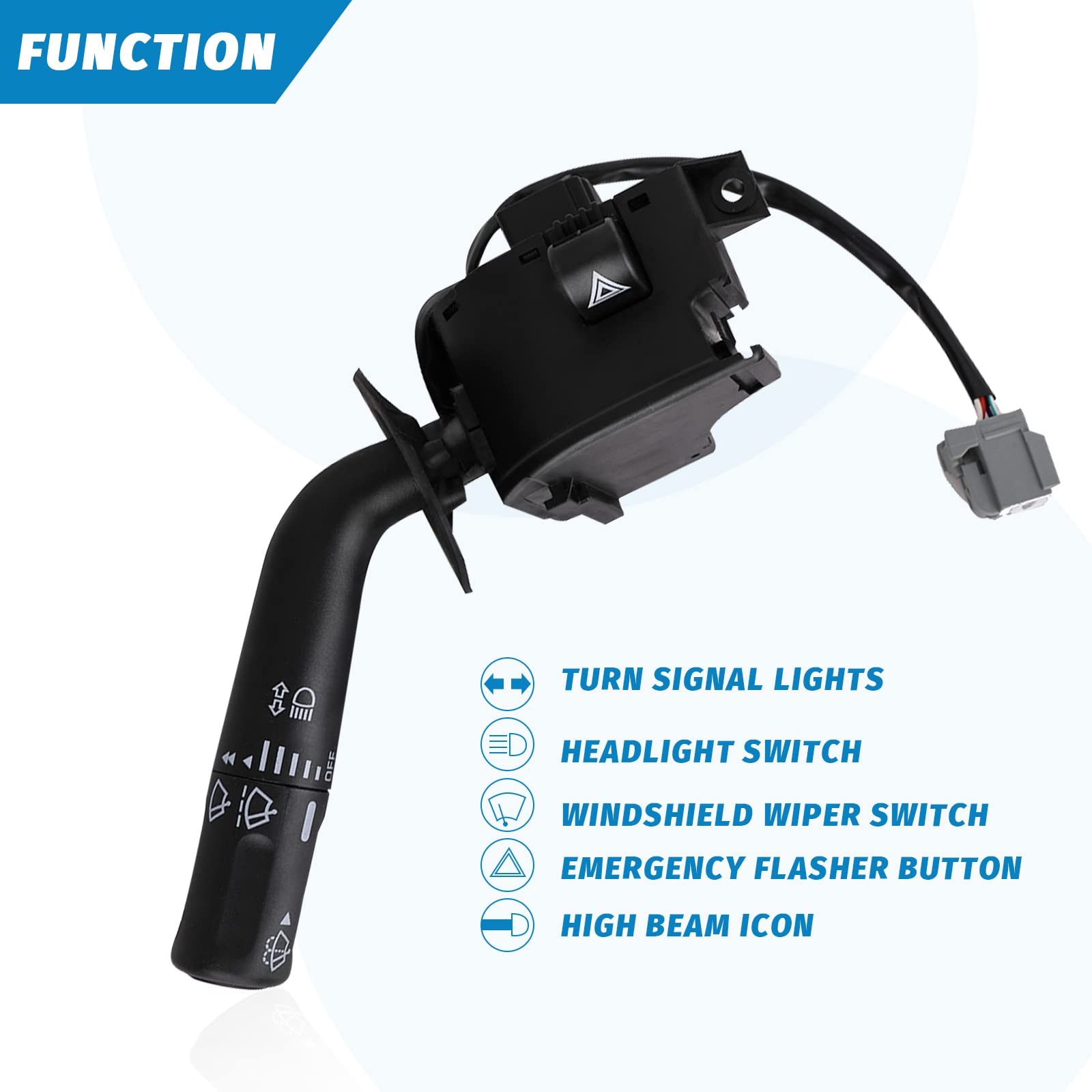 Turn Signal Switch Compatible with 2005-2008 Ford F-150, 2006-2008 Lincoln Mark LT - Replace 5L3Z-13K359-AAA 6L3Z-13K359-AA SW7388 6L3Z13K359AA CBS-1332 - Wiper Dimmer Combination Multi-Function Lever