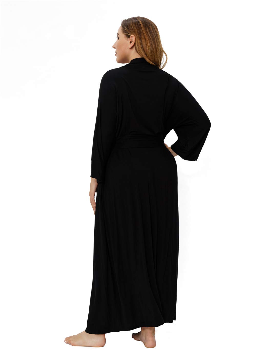 Super Shopping-zone Women's Plus Size Long Robes Kimonos Plus Size Maternity Robes Delivery Robes Sleepwear,Black 3X