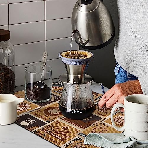 Topotdor Coffee Mat - Coffee Bar Mat for Countertops, 18"x24" Super Absorbent Anti-Slip Dish Drying Mat for Kitchen Counter, Under Coffee Maker Mat Espresso Machine Mat Coffee Station Accessories