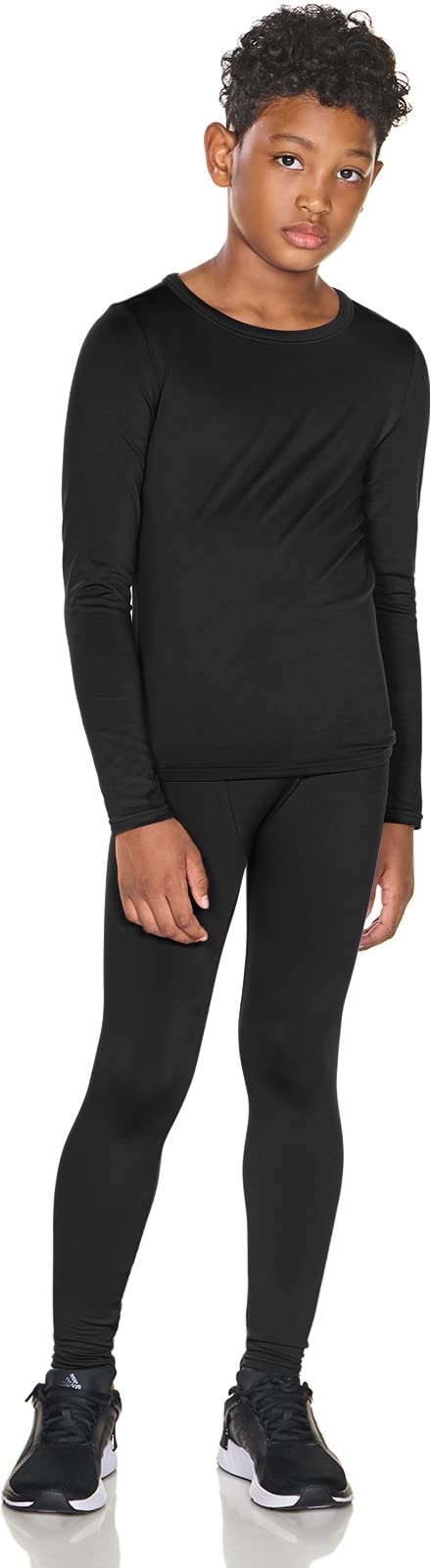 TSLA Kid's & Boy's and Girl's Thermal Underwear Set, Soft Fleece Lined Long Johns, Winter Base Layer Top & Bottom, Boy Thermal Set Black, 16