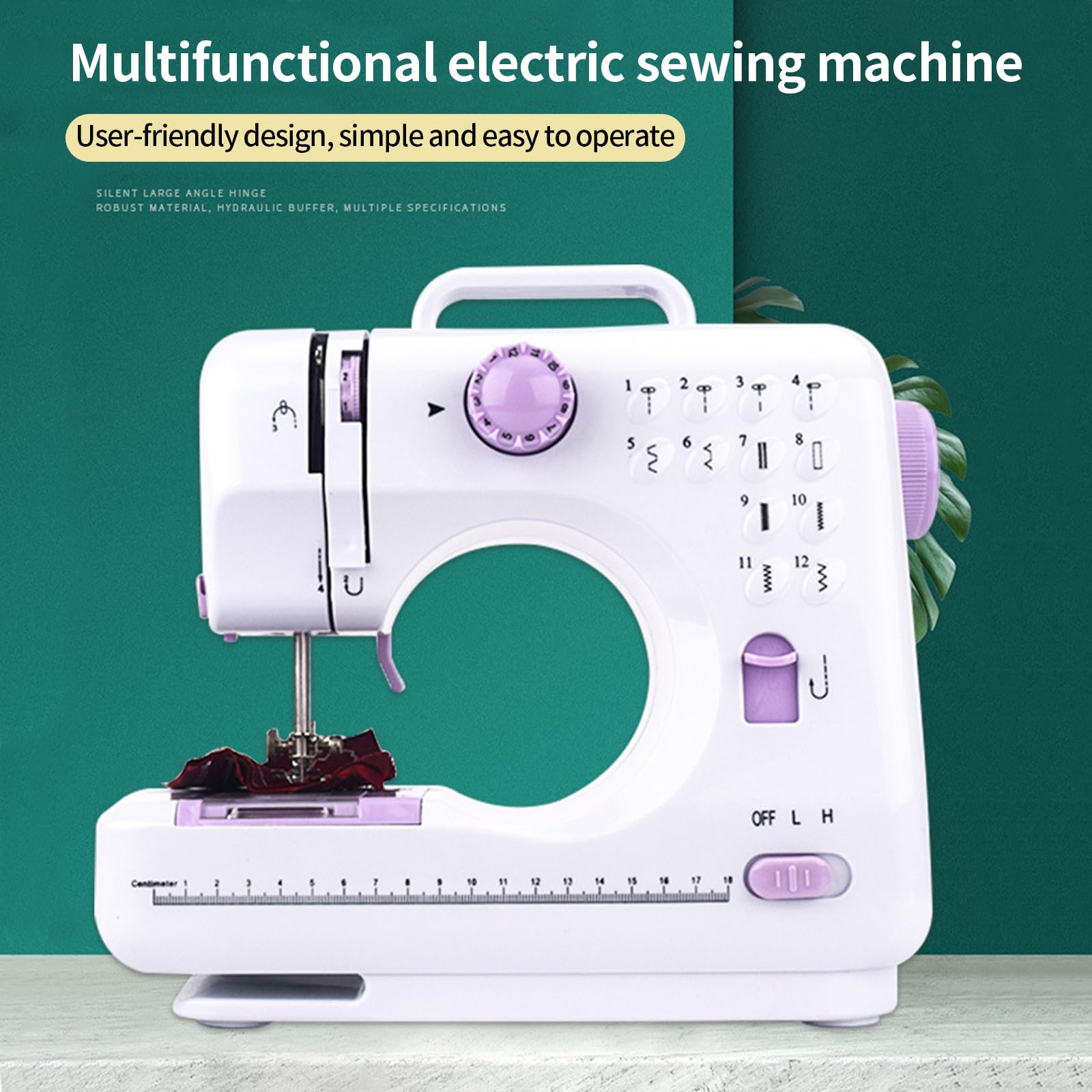 Sewing Machine for Beginners, Electric Mini Portable,12 Built-in Stitch Patterns, Small Sewing Machine with Dual-Speed, Reverse Stitching And Foot Pedals, Suitable for beginners And Children (purple)